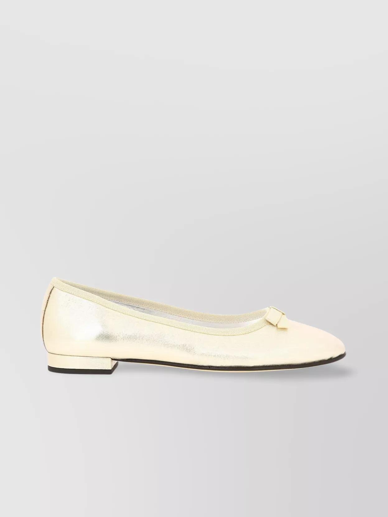 CAREL PARIS "Bow Detail" Metallic Ballet Flats in White | Lyst