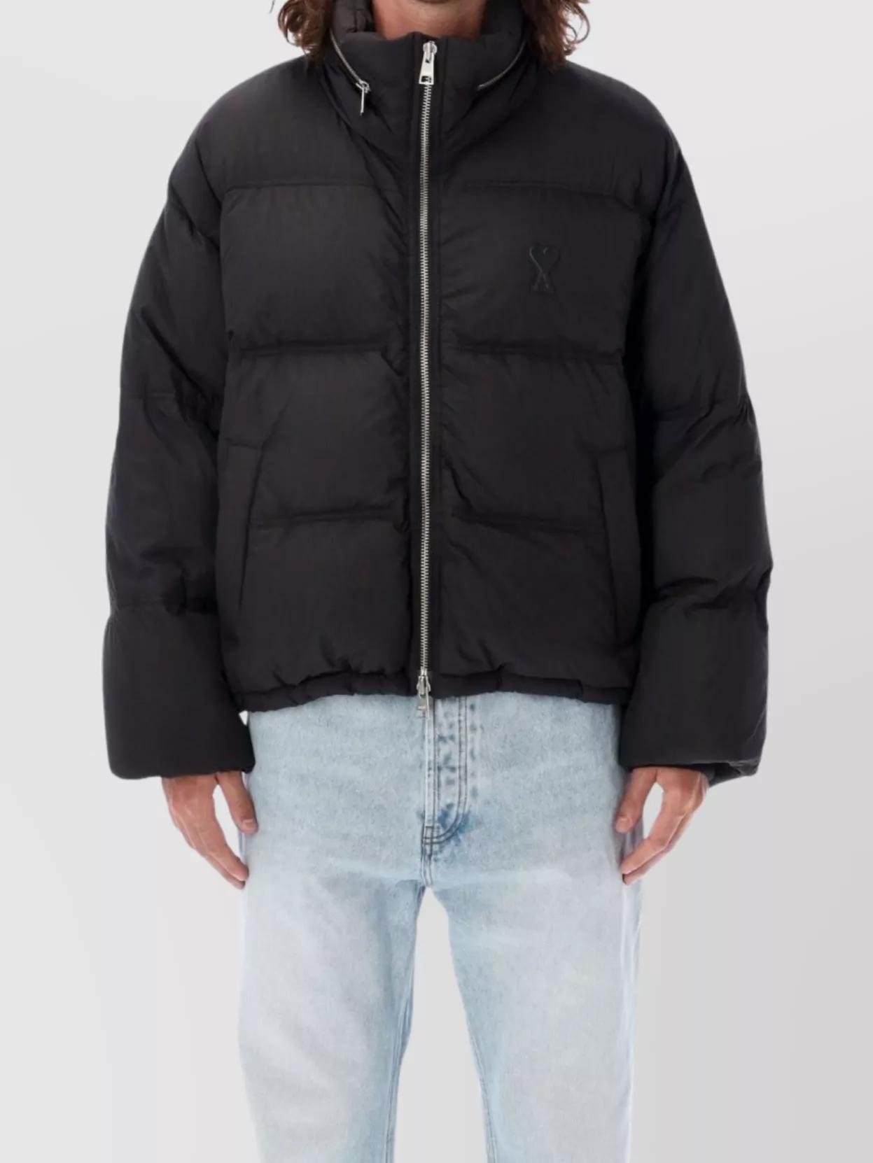 Ami Paris High Collar Puffer Jacket With Side Pockets in Black for Men ...