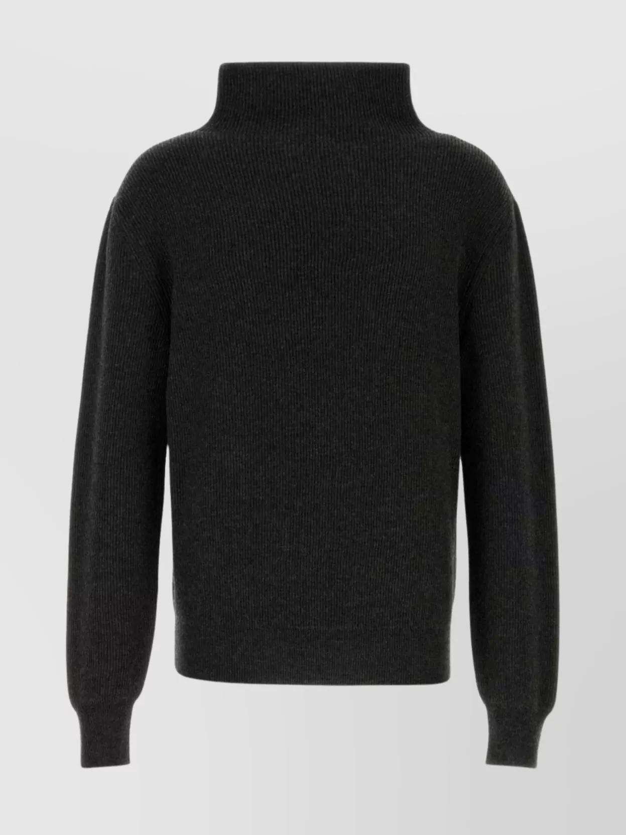 The Row Ribbed Texture Cashmere High-Neck Sweater in Black for Men | Lyst