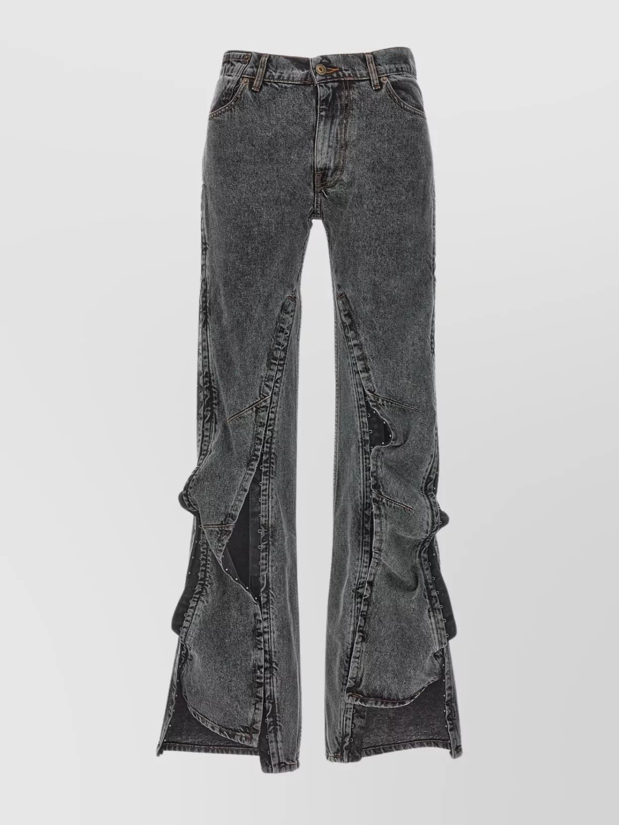 Y. Project Flared Jeans With Distressed And Washed Effect in Gray | Lyst