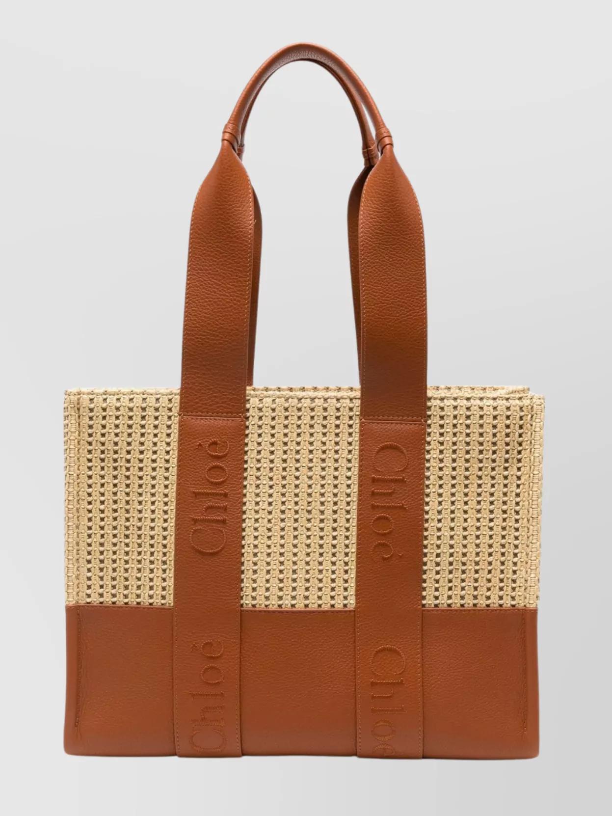 Chloé Medium Tote Bag Featuring Woven Detailing in Brown | Lyst