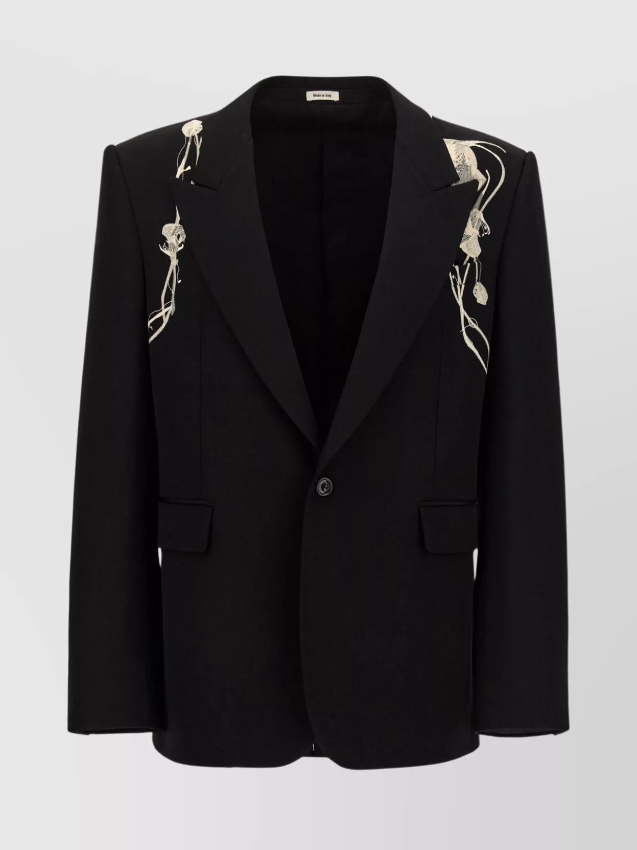 Alexander McQueen 'Embroidered' Blazer With Front Pockets in Black for ...