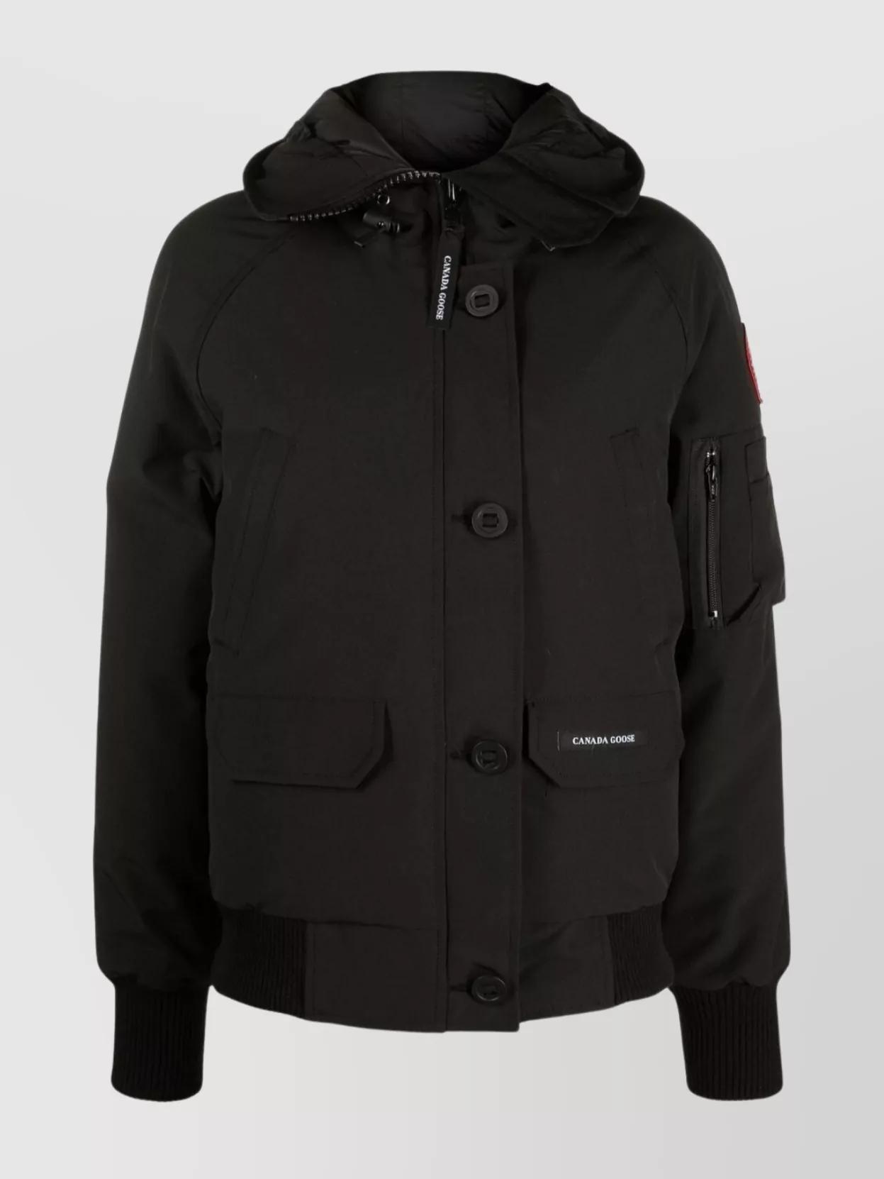 Canada Goose Hooded Feather Down Bomber Jacket With Ribbed Cuffs in ...