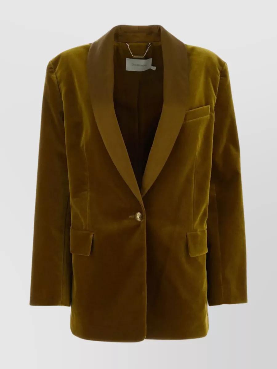 Zimmermann Velvet Blazer With Back Slit And Shawl Lapels in Green | Lyst