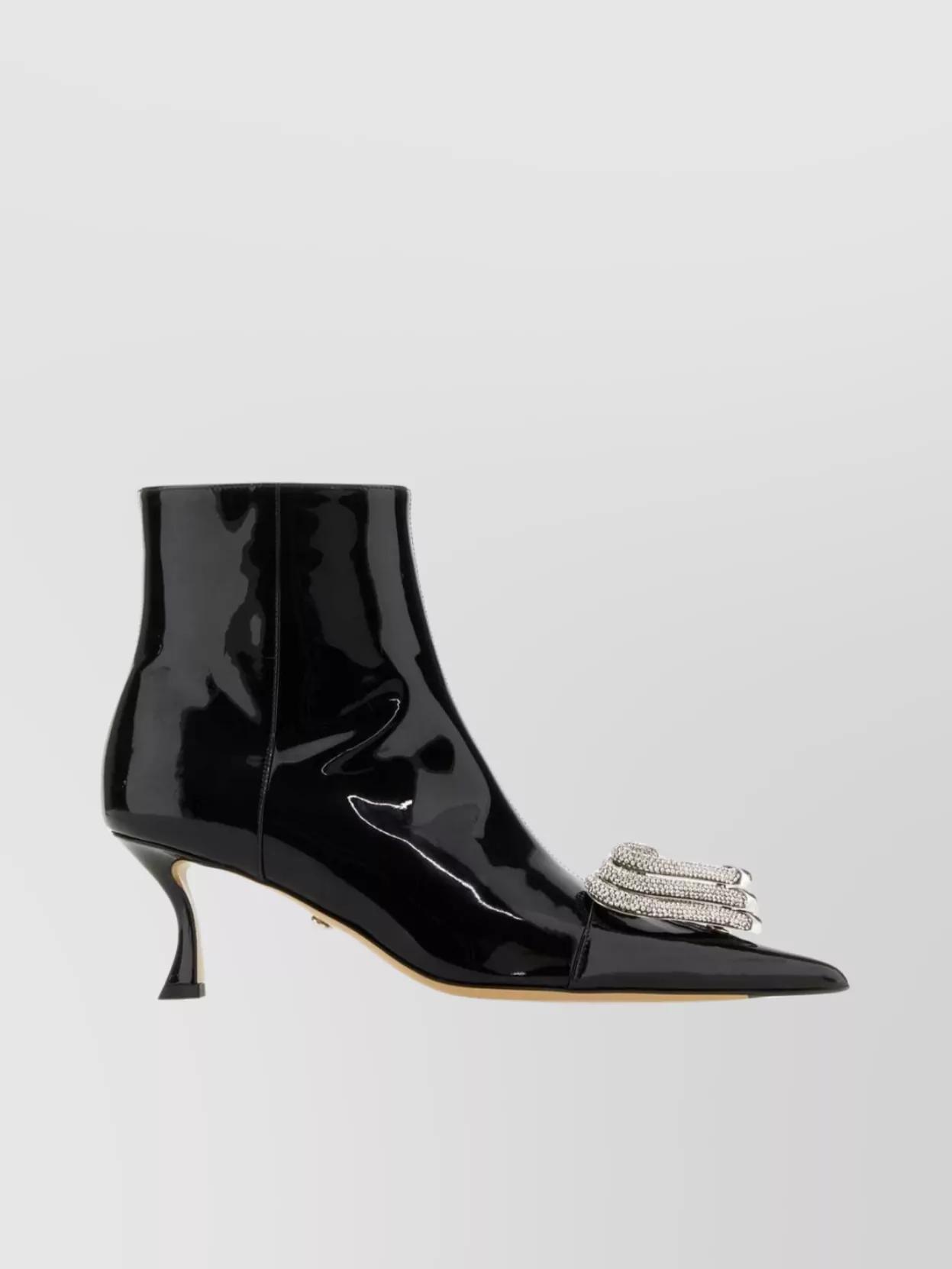 Mach & Mach Patente Triple Heart Pointed Ankle Boots in Black | Lyst
