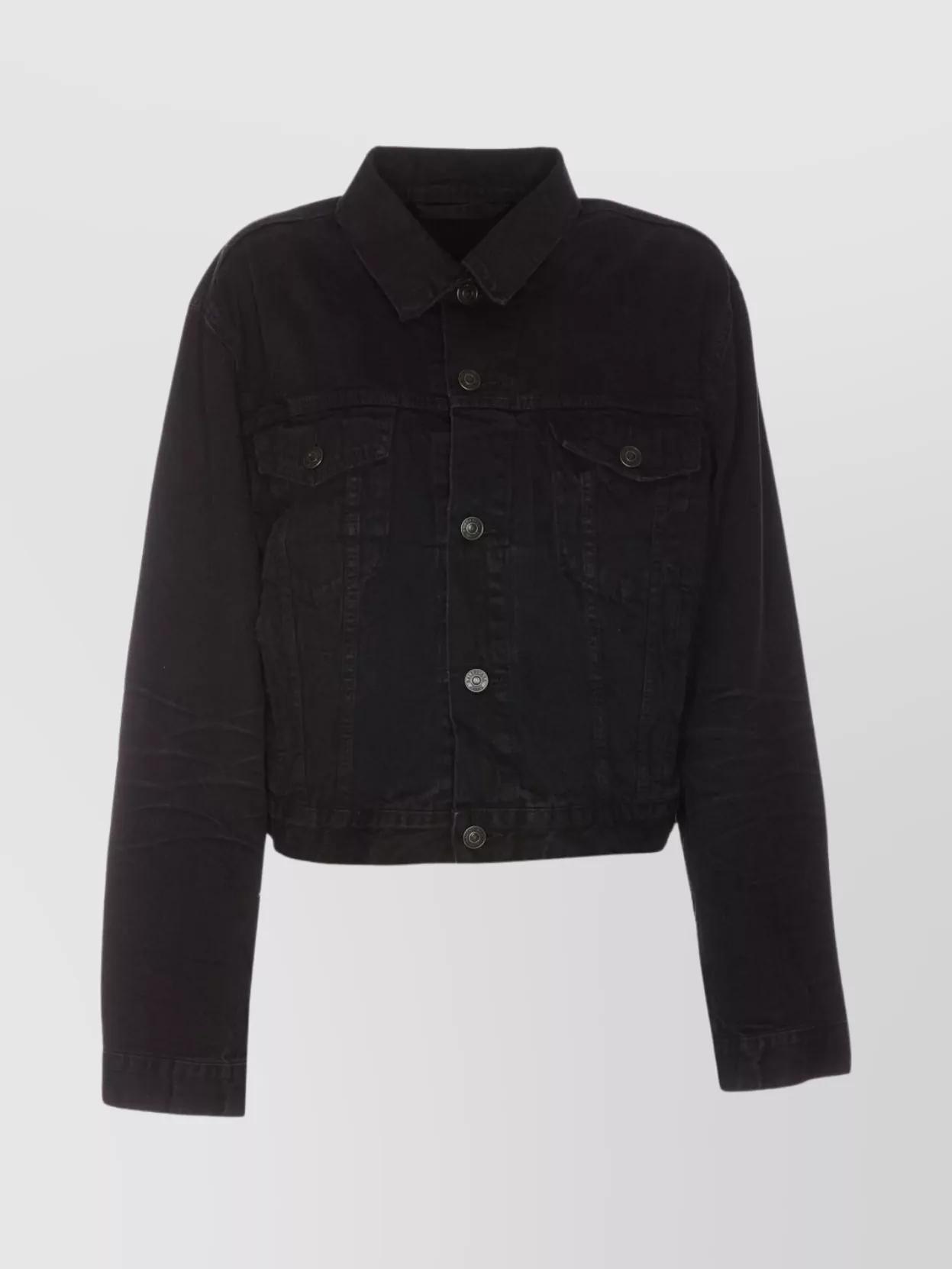 Balenciaga Denim Jacket With Chest And Lateral Pockets in Black | Lyst