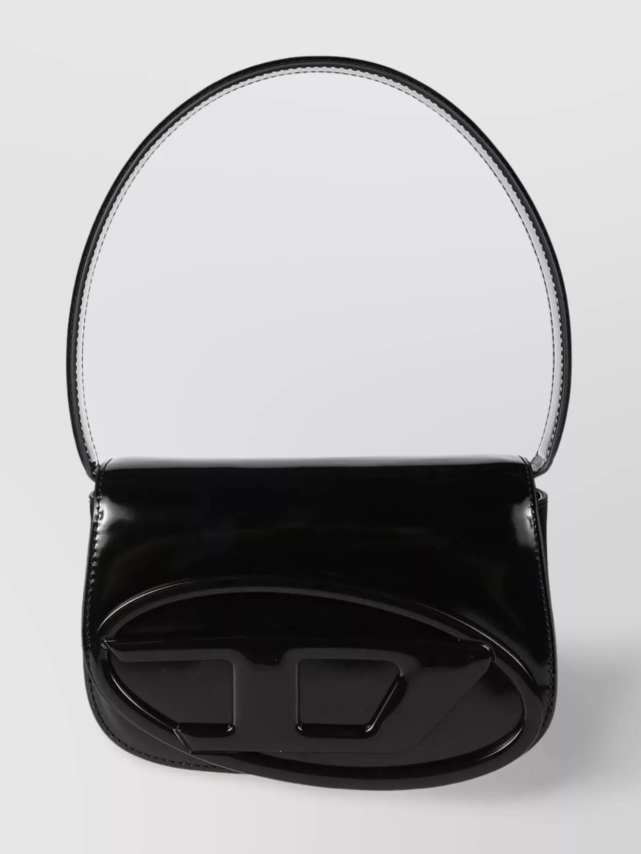 DIESEL Structured Shoulder Bag Glossy Finish in Black | Lyst