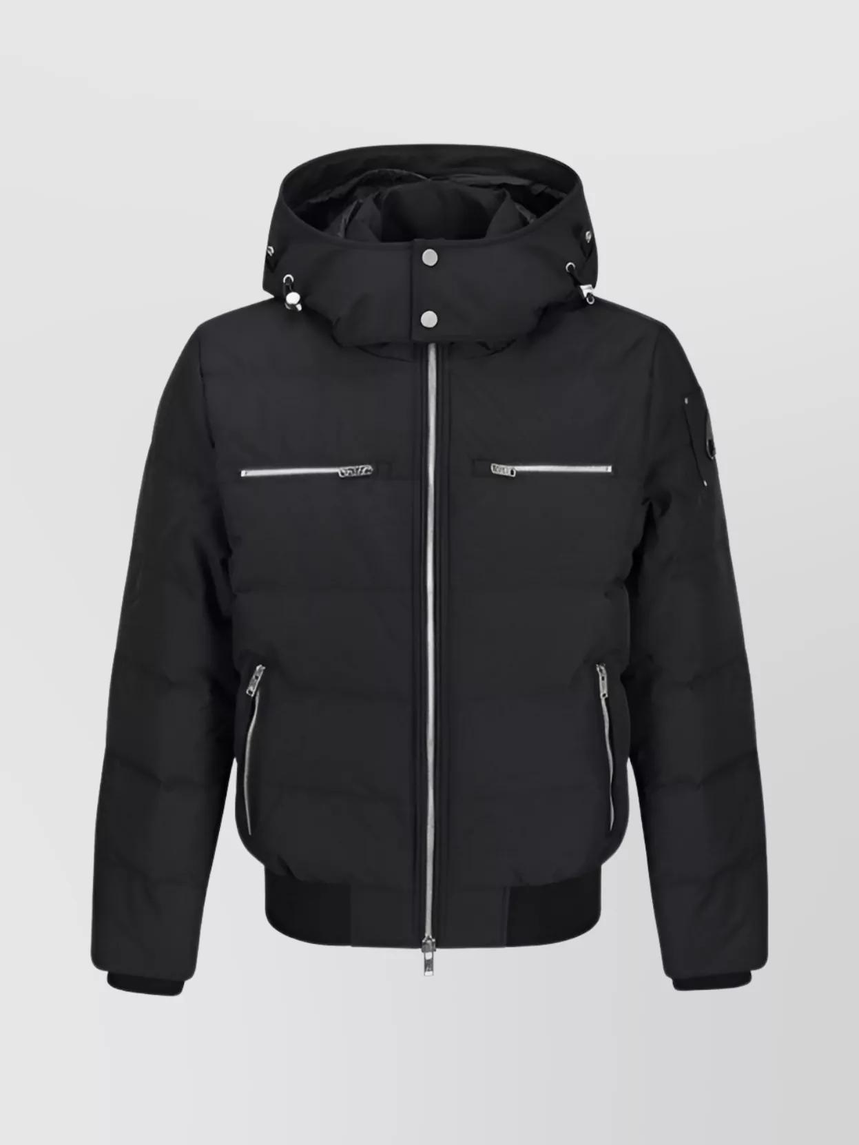 Moose Knuckles Quilted High-Neck Bomber Jacket Hood in Black for Men | Lyst