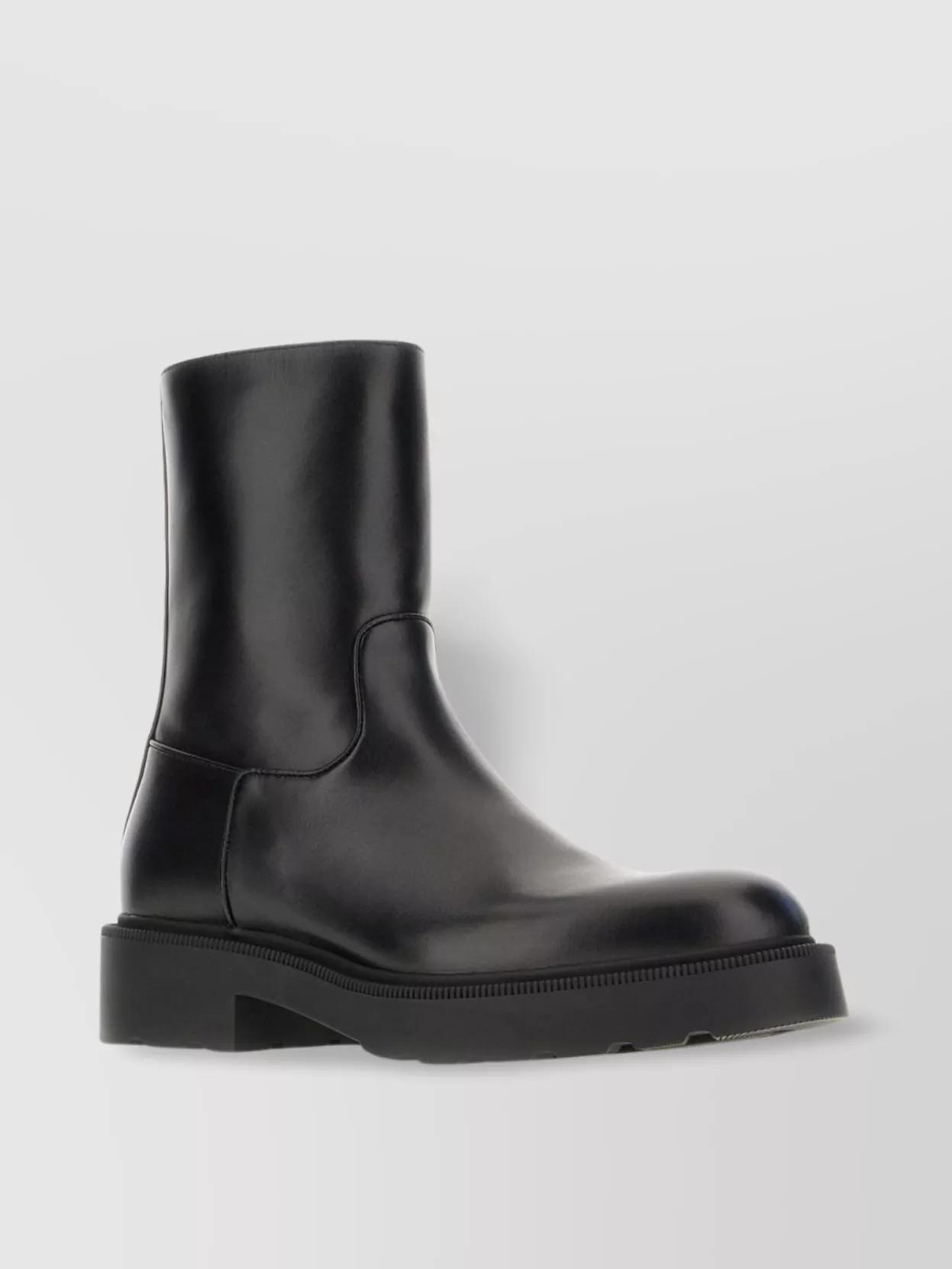 The Row Leather Ankle Boots With Chunky Lug Sole in Black | Lyst