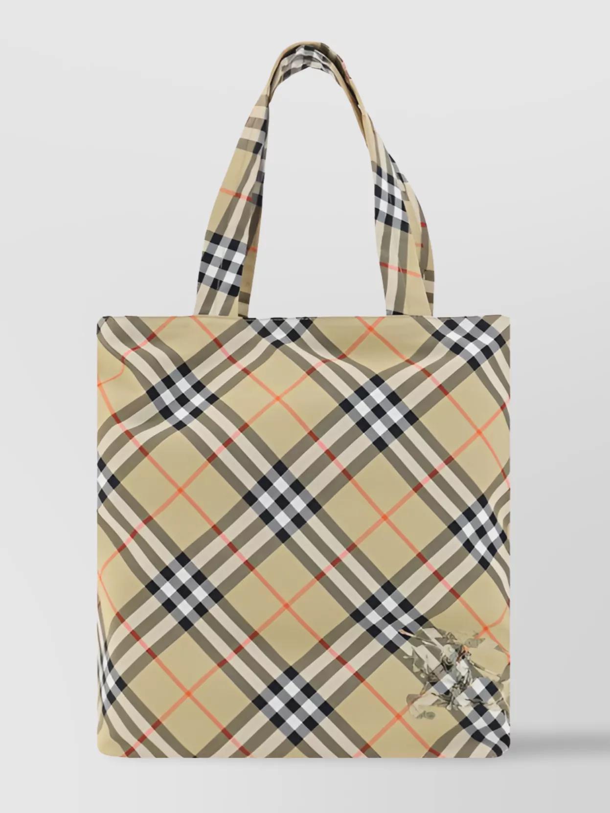 Burberry Checkered Pattern Tote Bag With Dual Handles in Natural for ...