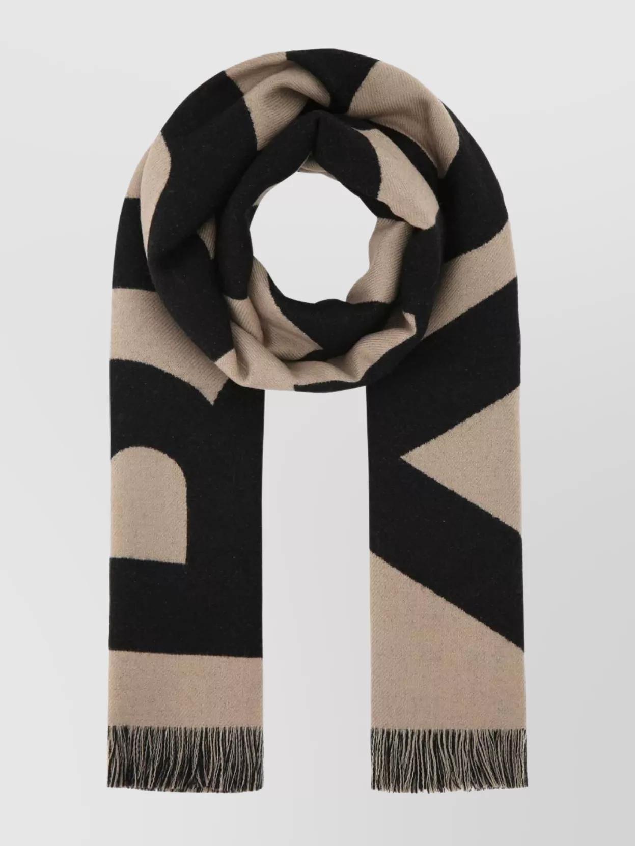Burberry Two-Tone Wool Scarf Featuring Bold Pattern in Black | Lyst