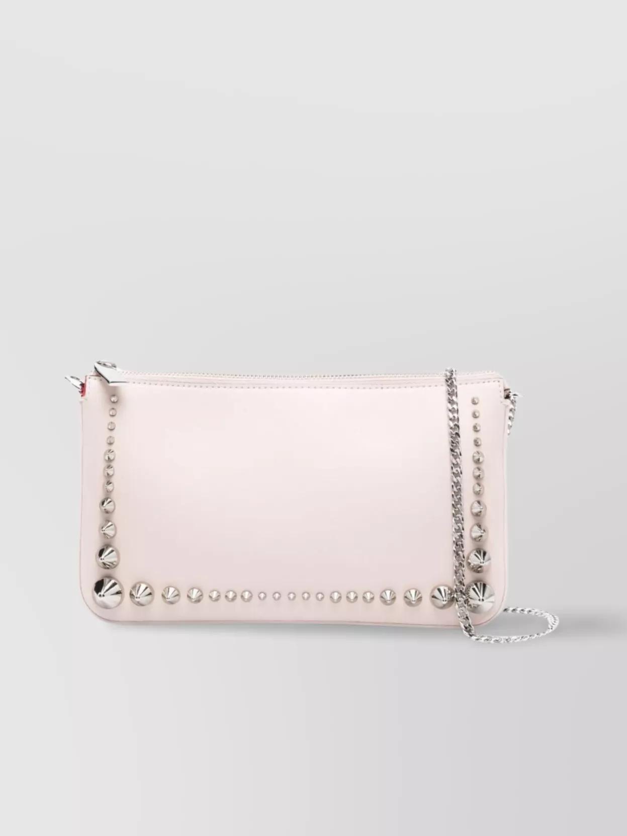 Christian Louboutin Spike Detail Calf Leather Shoulder Bag in Pink | Lyst