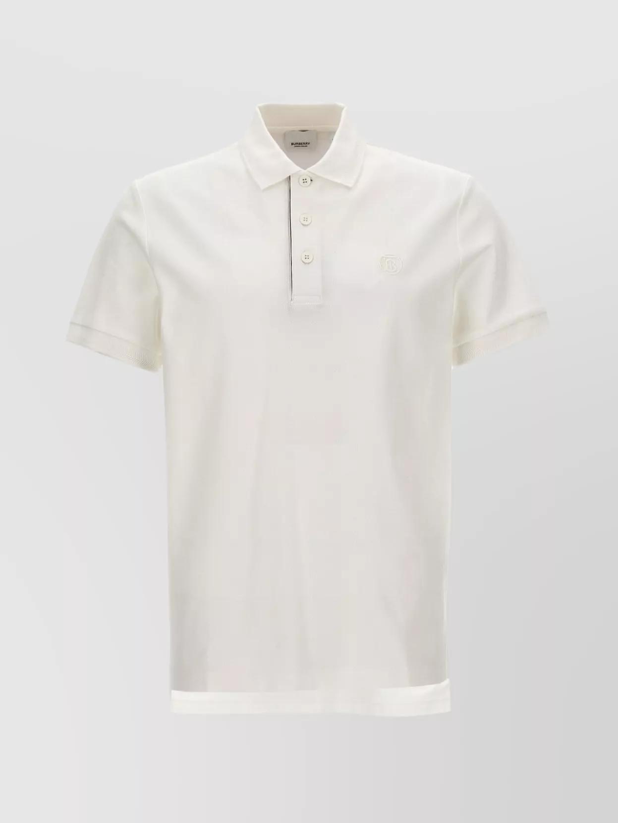 Burberry Ribbed Collar Polo Shirt With Side Slits in White for Men | Lyst