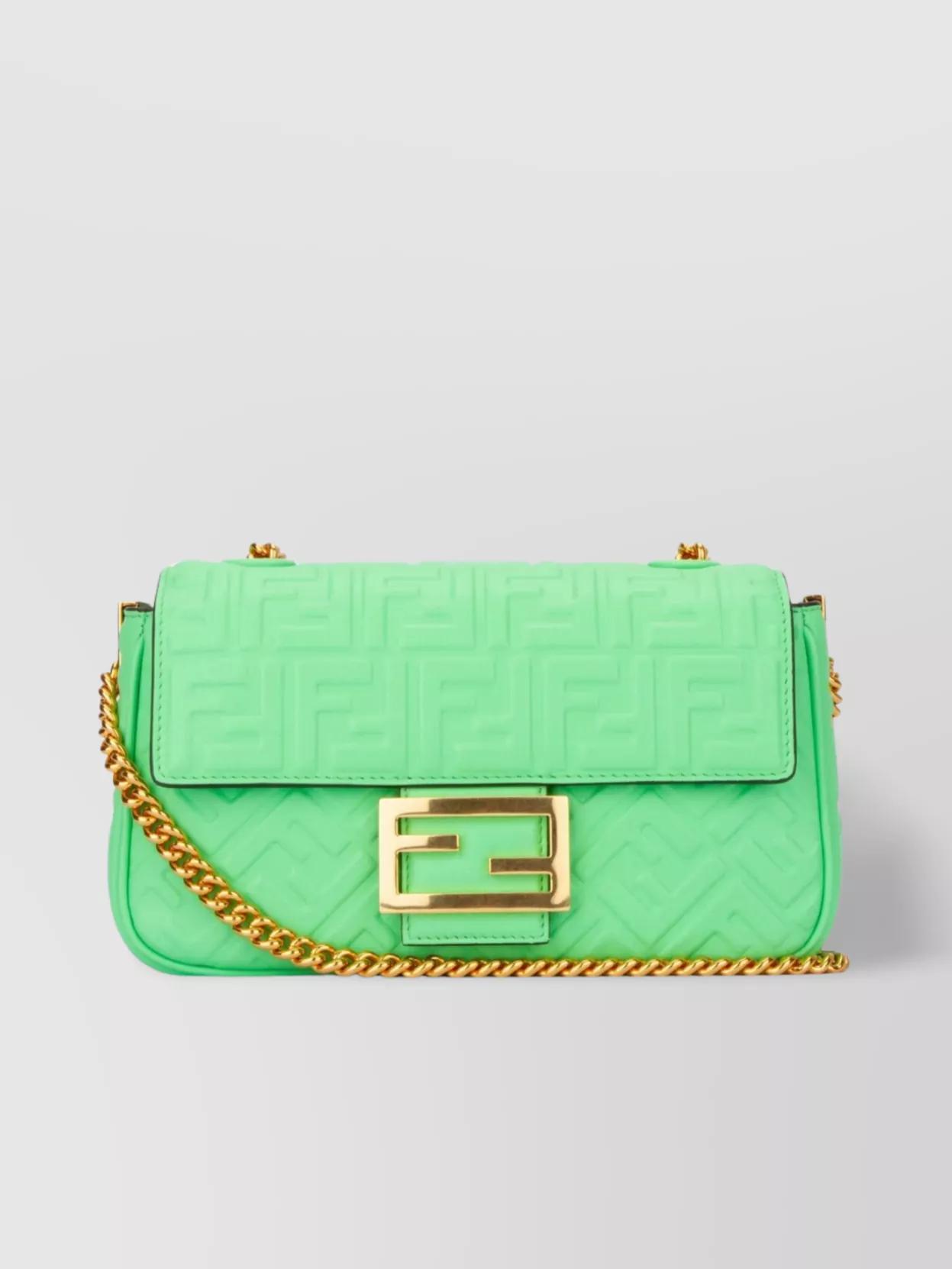 Fendi Chain Strap Rectangular Shape-Tone Hardware Bag in Green | Lyst