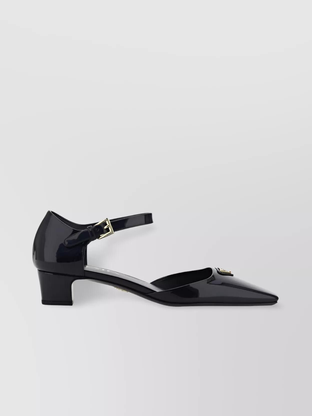 Prada Calfskin Triangle Heel Leather Block Pumps in White | Lyst