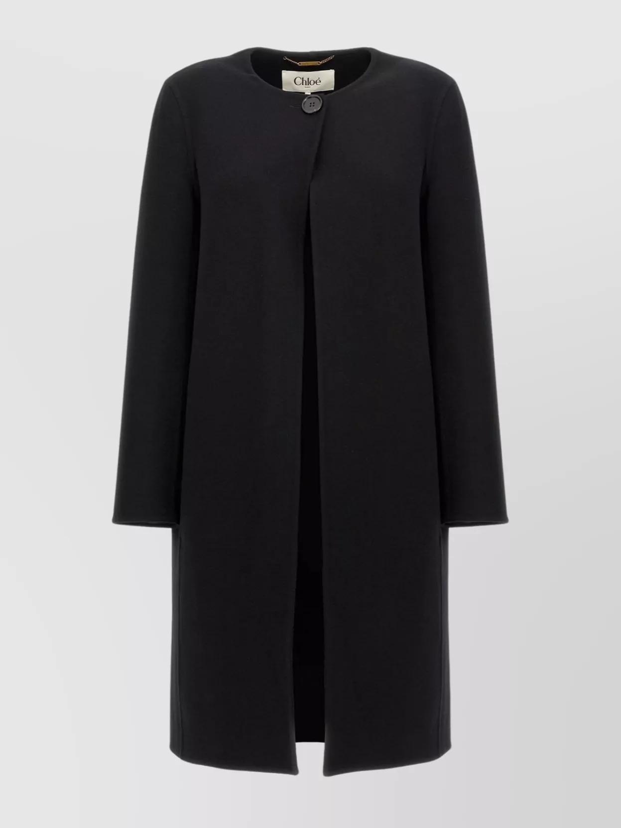Chloé High Collar Cape Overlay Coat in Black | Lyst