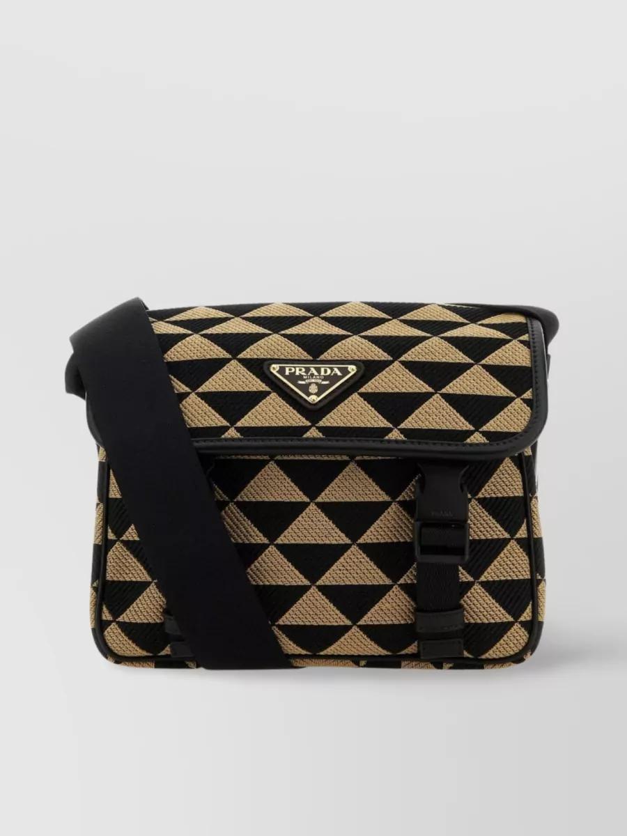 Prada Crossbody Bag With Embroidered Symbole And Geometric Pattern in ...