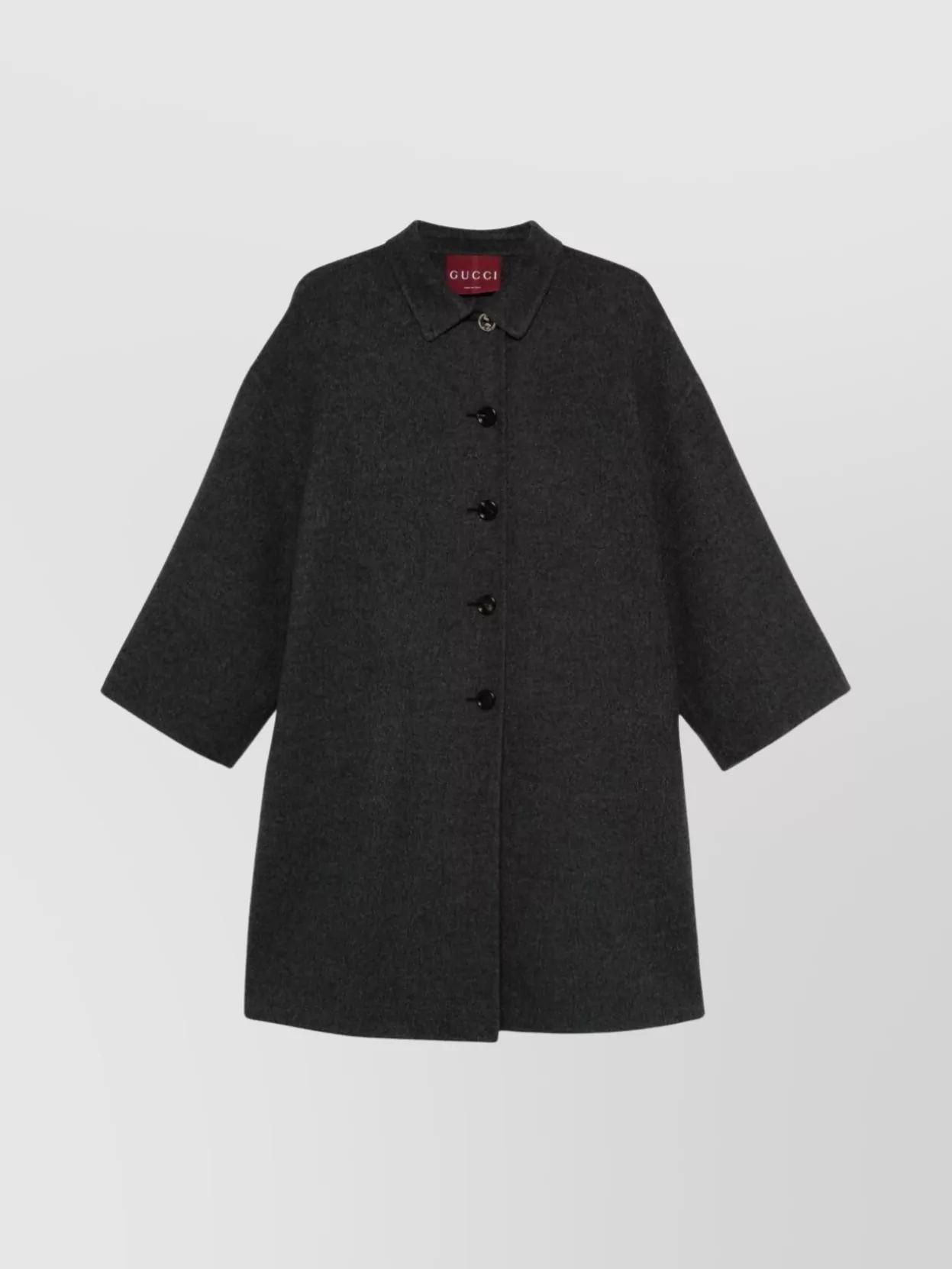 Gucci Wool Coat With Central Rear Vent in Black | Lyst
