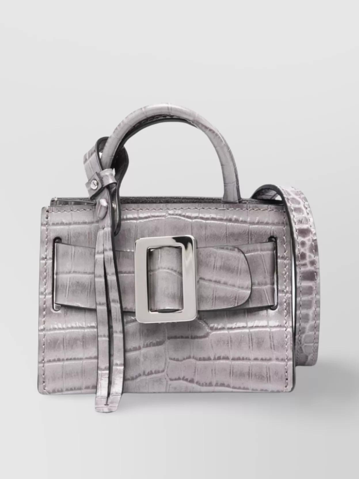 Boyy Charm Mini Bag Crocodile Effect in Gray | Lyst