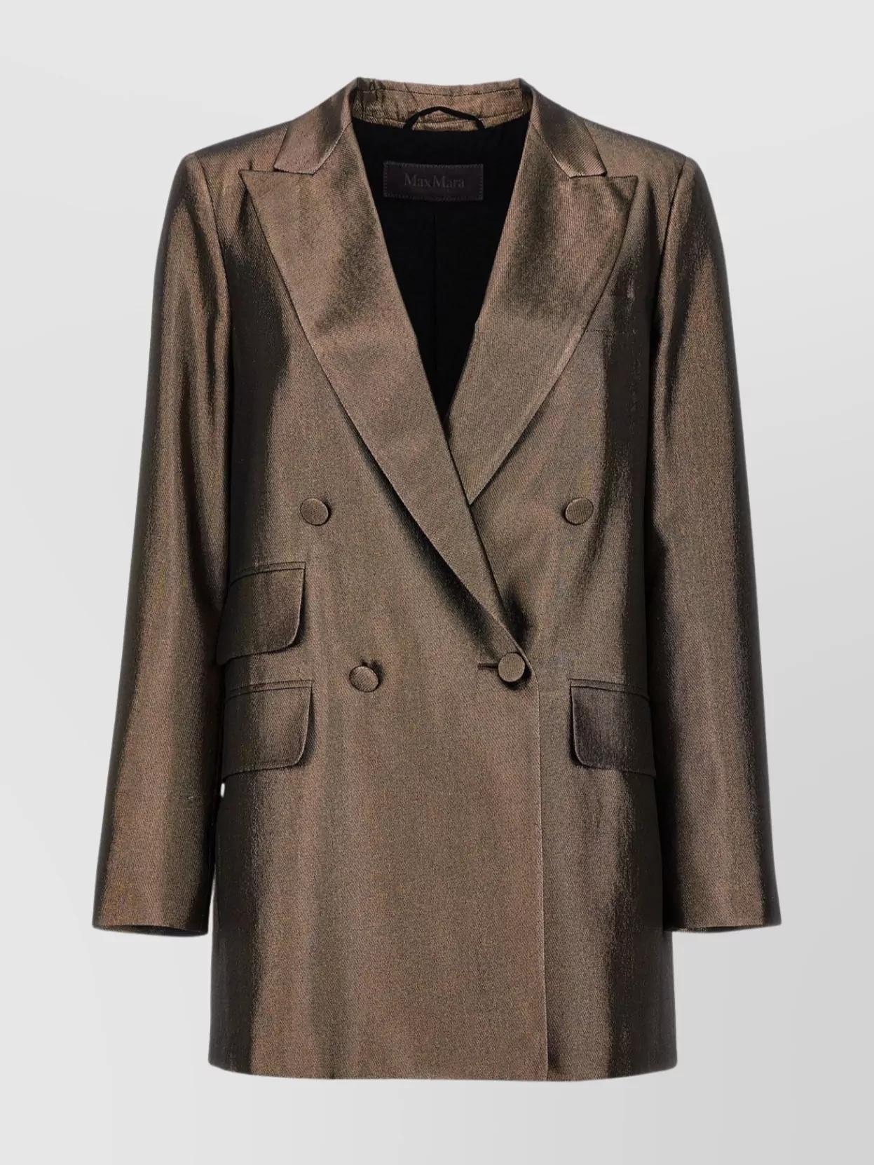 Max Mara 'Edro' Blazer Featuring Metallic Finish in Brown | Lyst