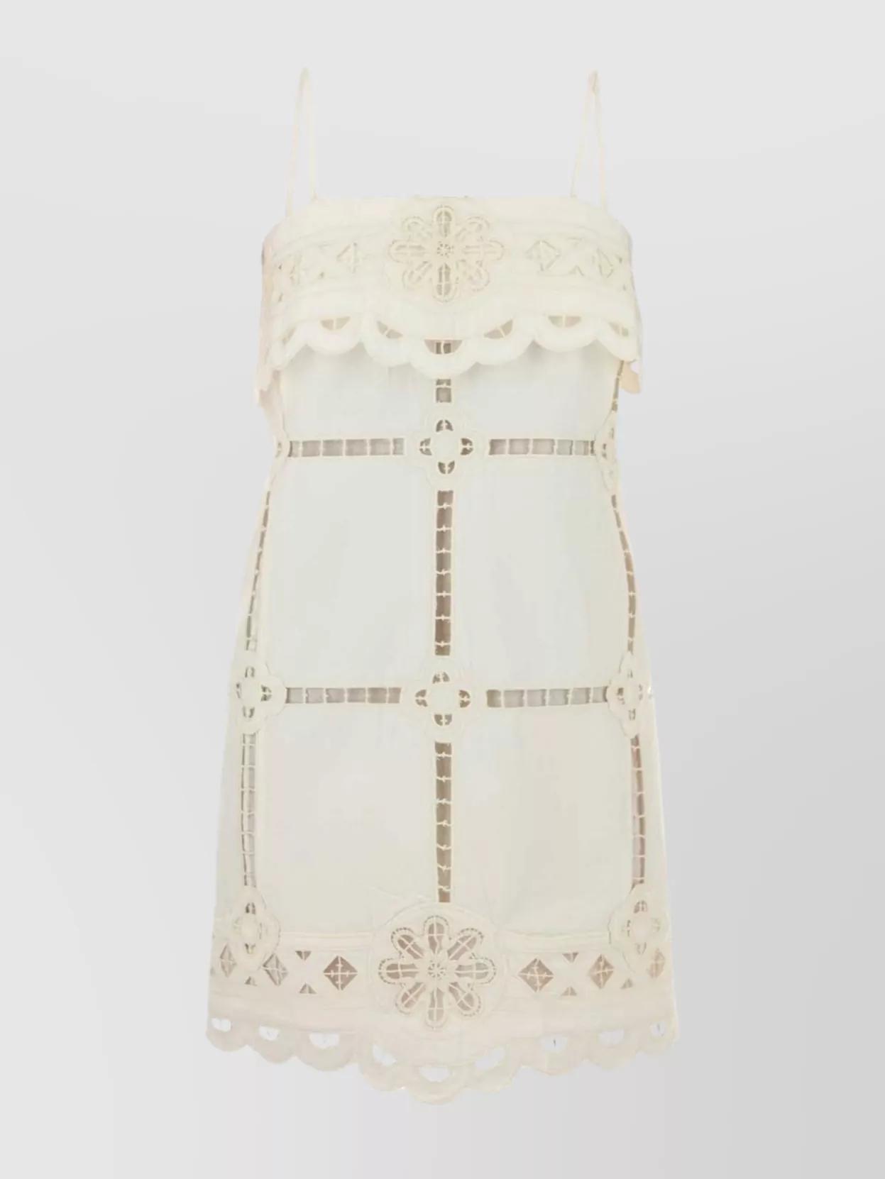 Isabel Marant Embroidered Lace Mini Dress With Sheer Panels in Natural ...