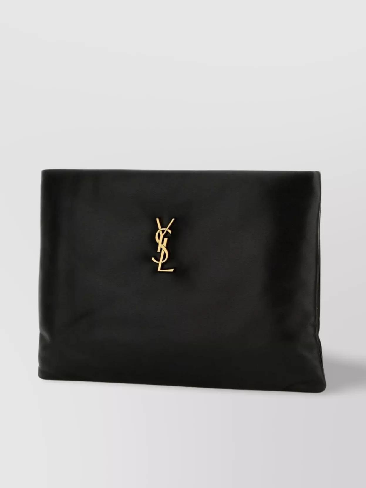 Saint Laurent Large Rectangular Smooth Finish Pouch in Black | Lyst