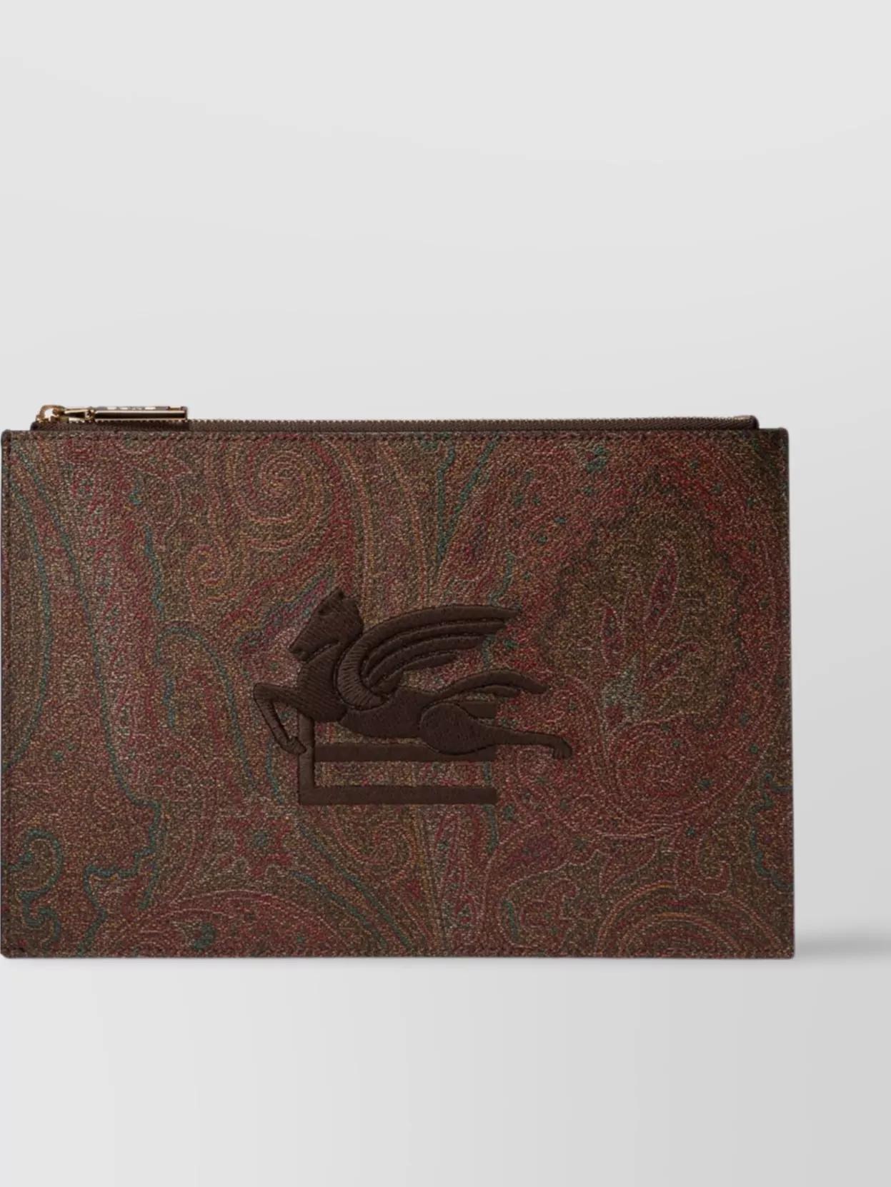 Etro Rectangular "Paisley" Pattern Clutch Bag in Brown | Lyst