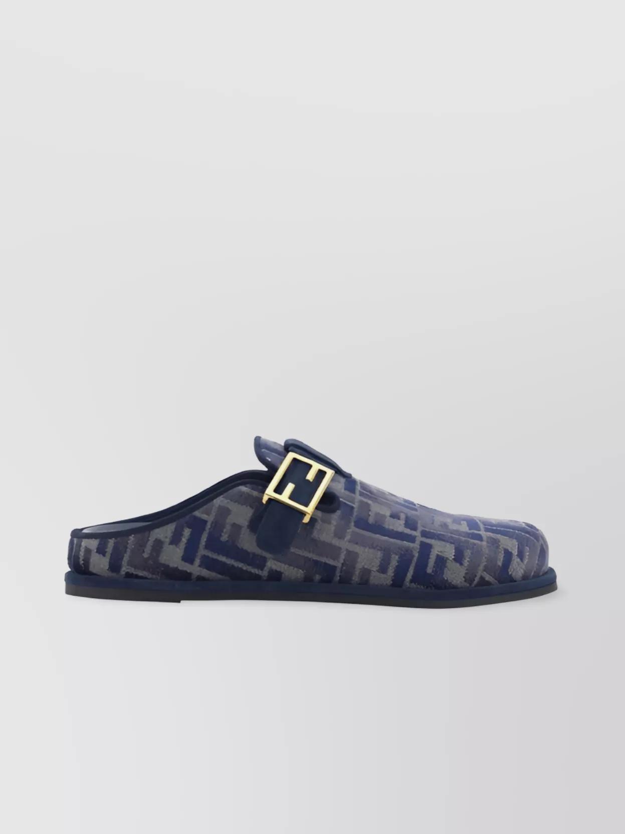 Fendi Logo Jacquard Buckle Detail Mules in Blue | Lyst
