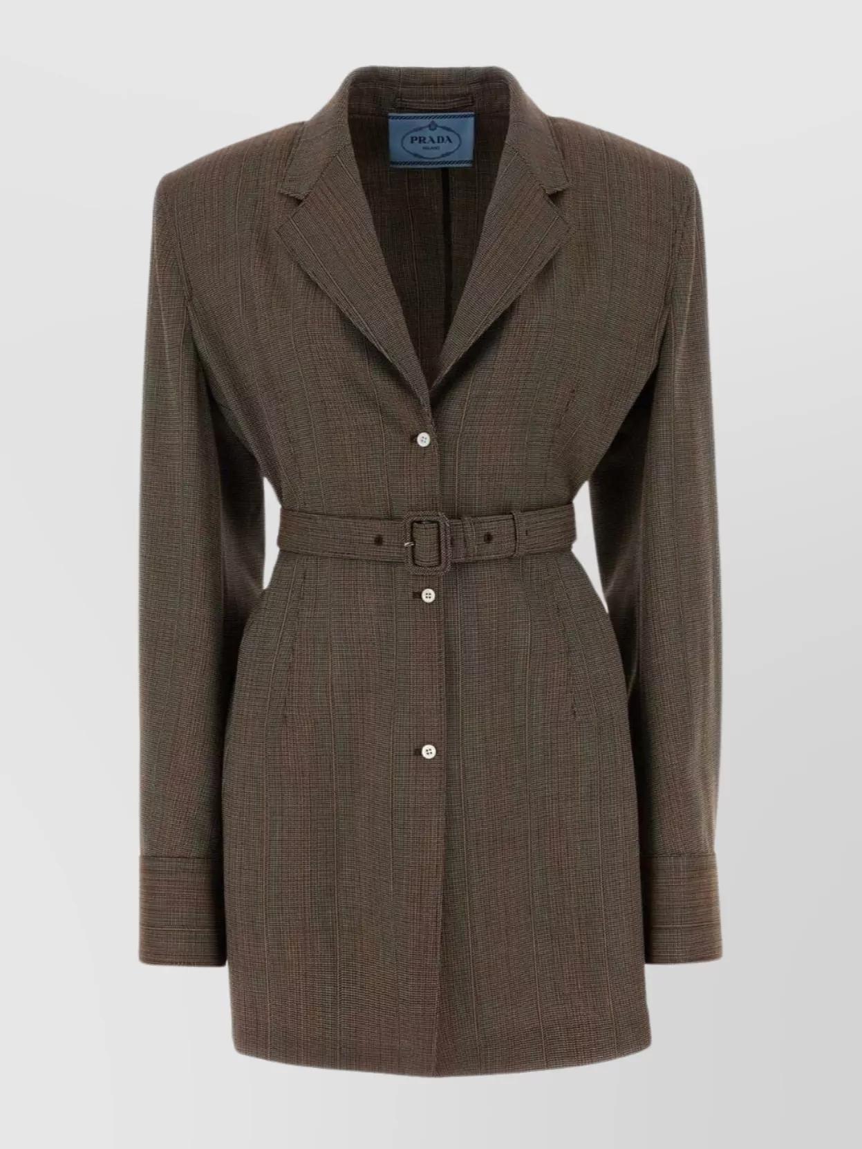 Prada Blazer Wool Pinstripe Pattern in Brown | Lyst