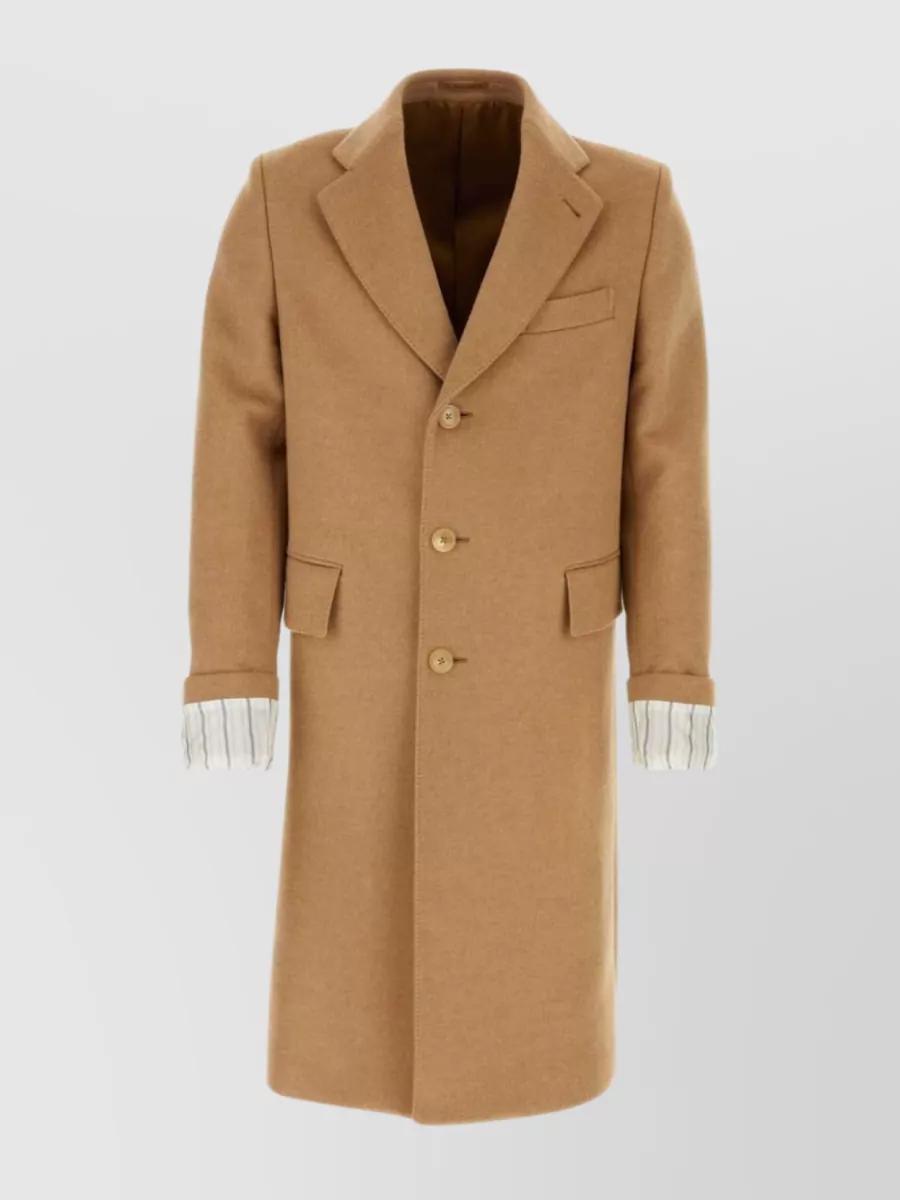 Gucci Notch Lapel Wool Coat With Back Vent in Natural for Men | Lyst