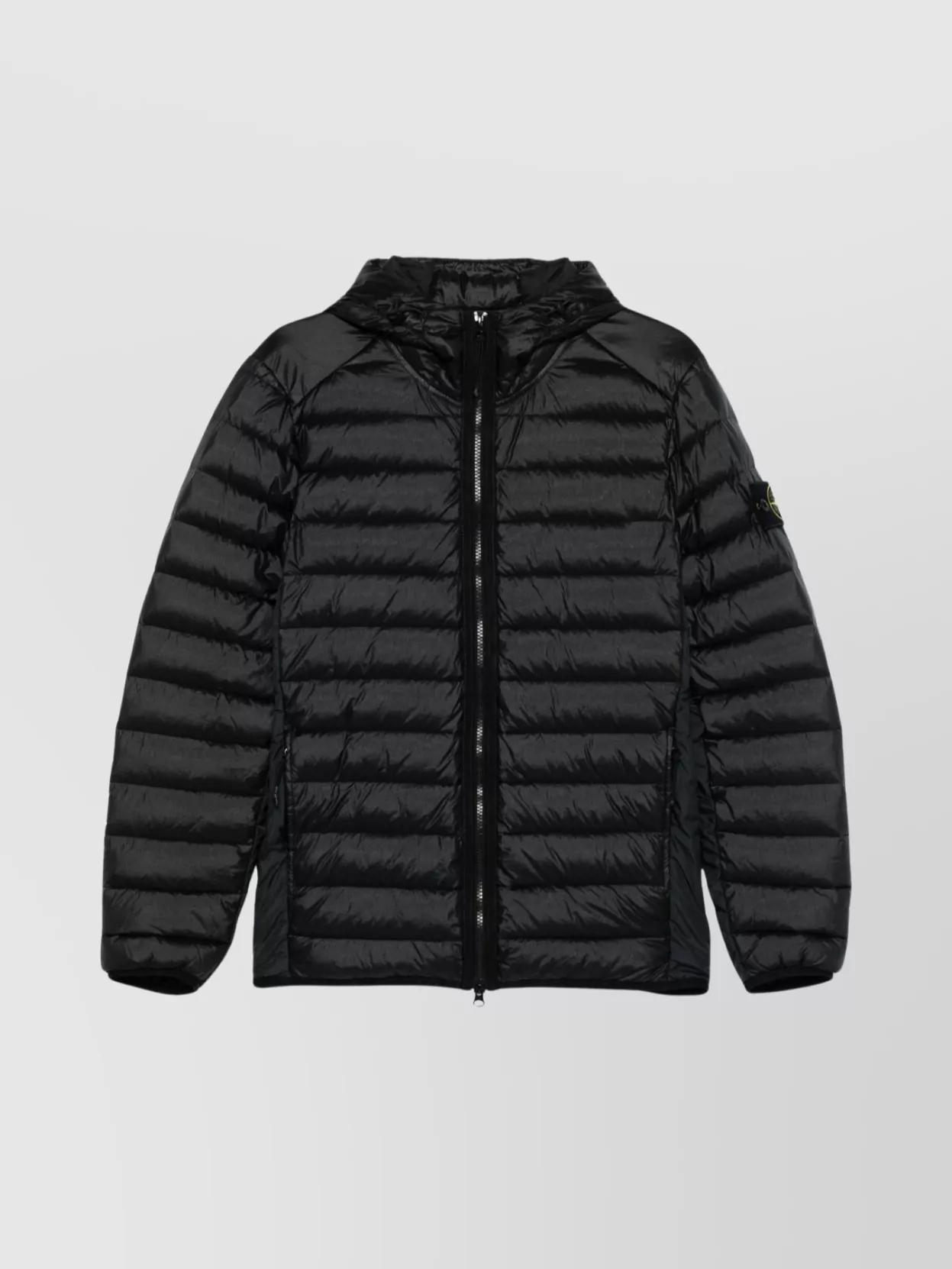 Stone Island Quilted Nylon Down Jacket With Drawstring Hood in Black ...