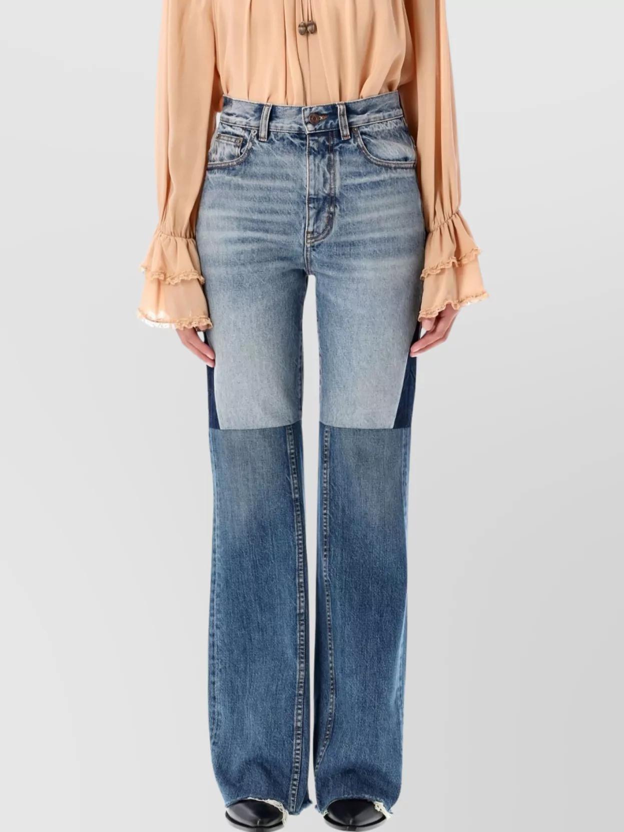 Chloé Flared Jeans High-Rise Contrast Panels in Blue | Lyst