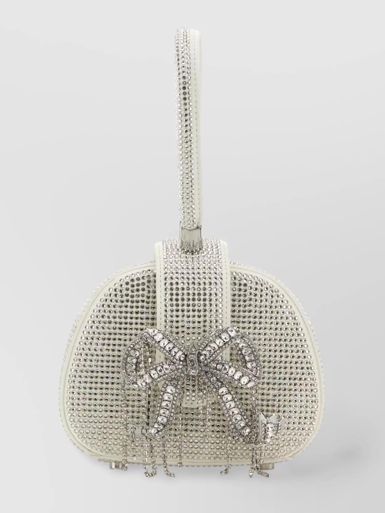 Self-Portrait Embellished Satin Handbag Structured Shape in White | Lyst