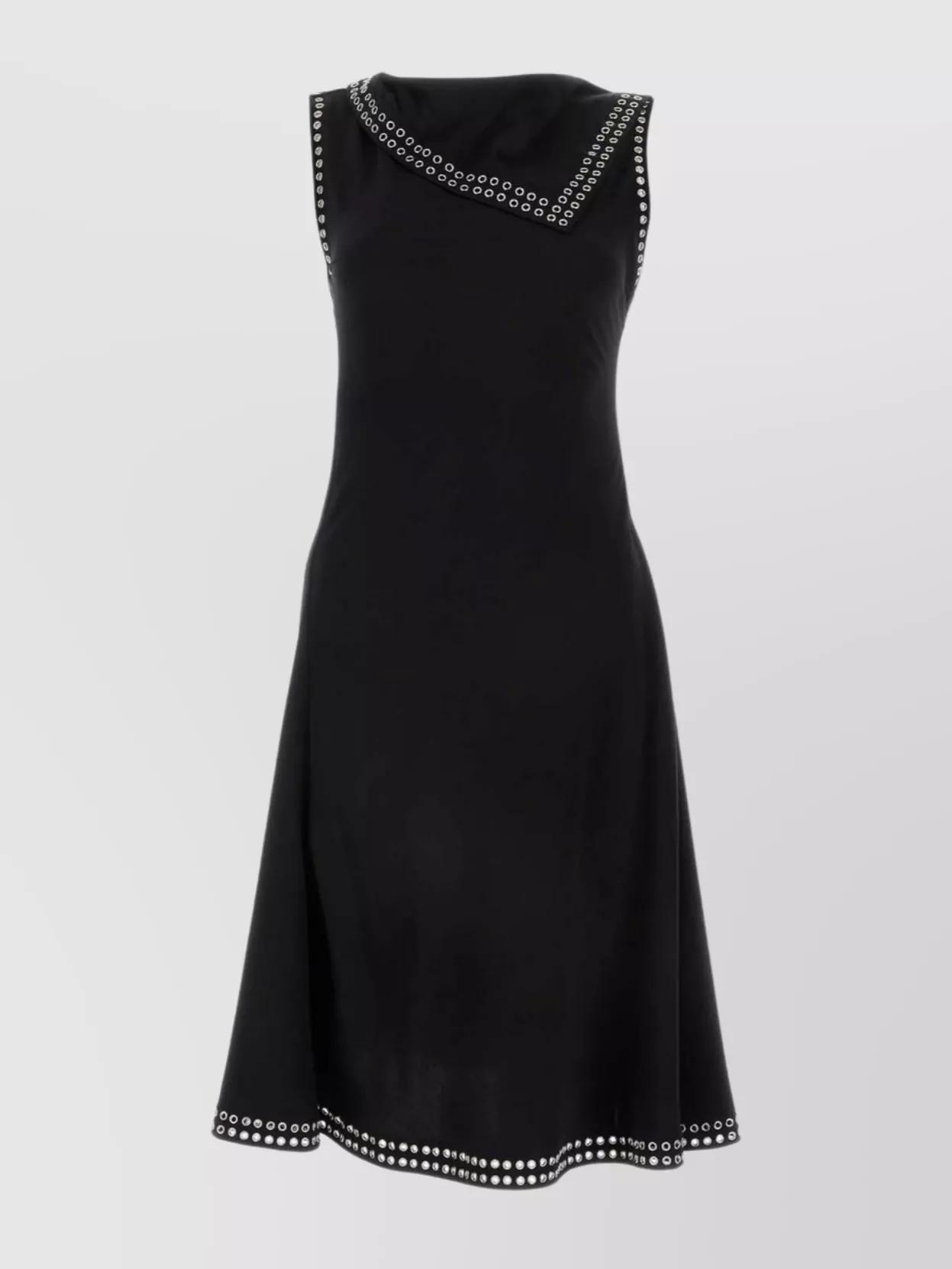 Burberry Satin Dress Studded Trim in Black | Lyst