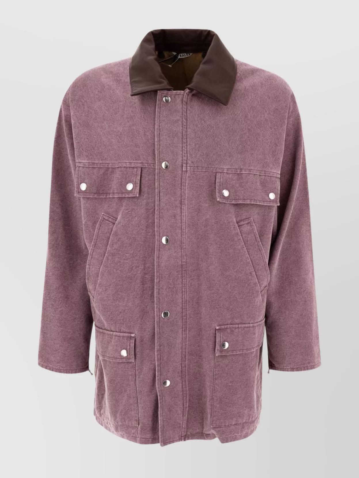 AURALEE Long Sleeve Front Pocket Contrast Collar Jacket in Purple for ...