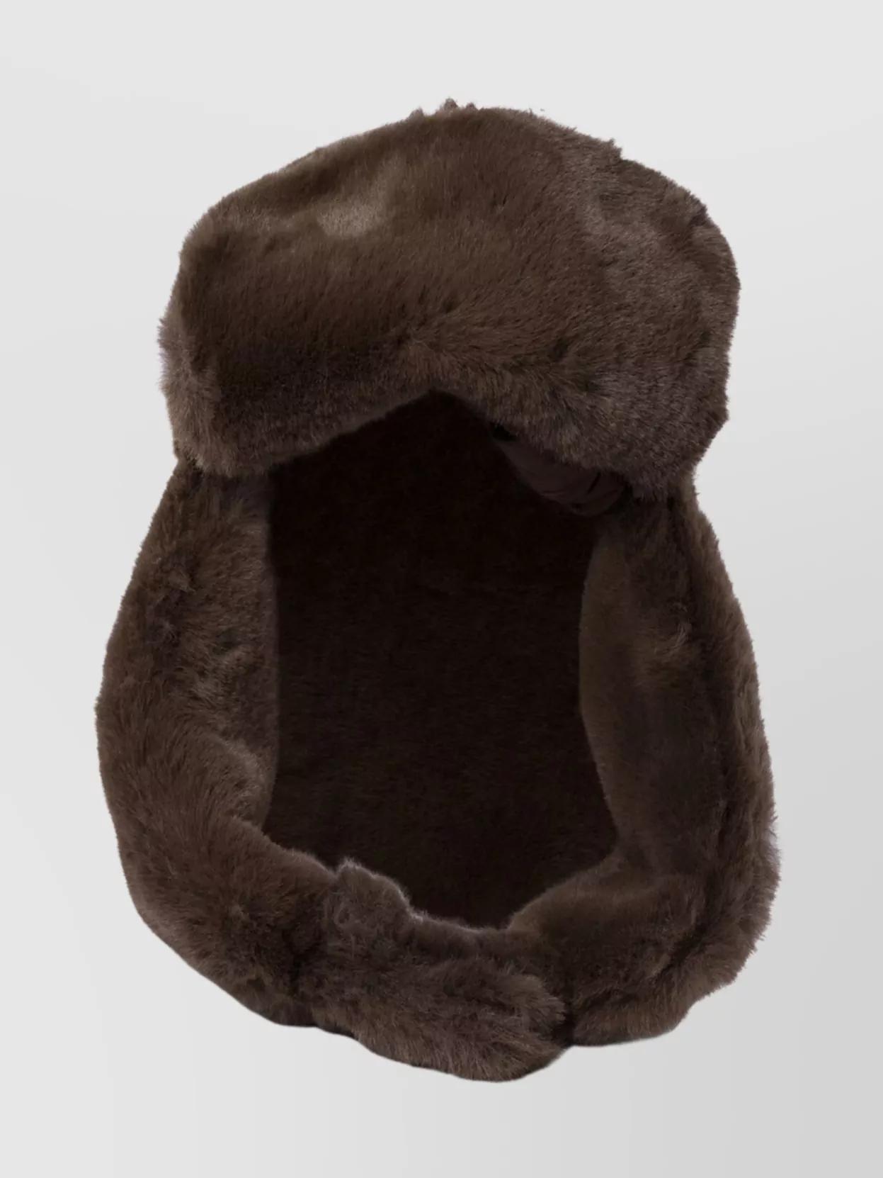 Stand Studio "Zya" Faux Fur Button Detail Hat in Brown | Lyst