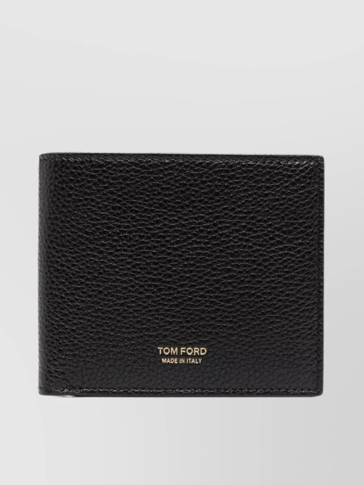Tom Ford Calf Leather Bifold Wallet With Grained Texture in Black for ...