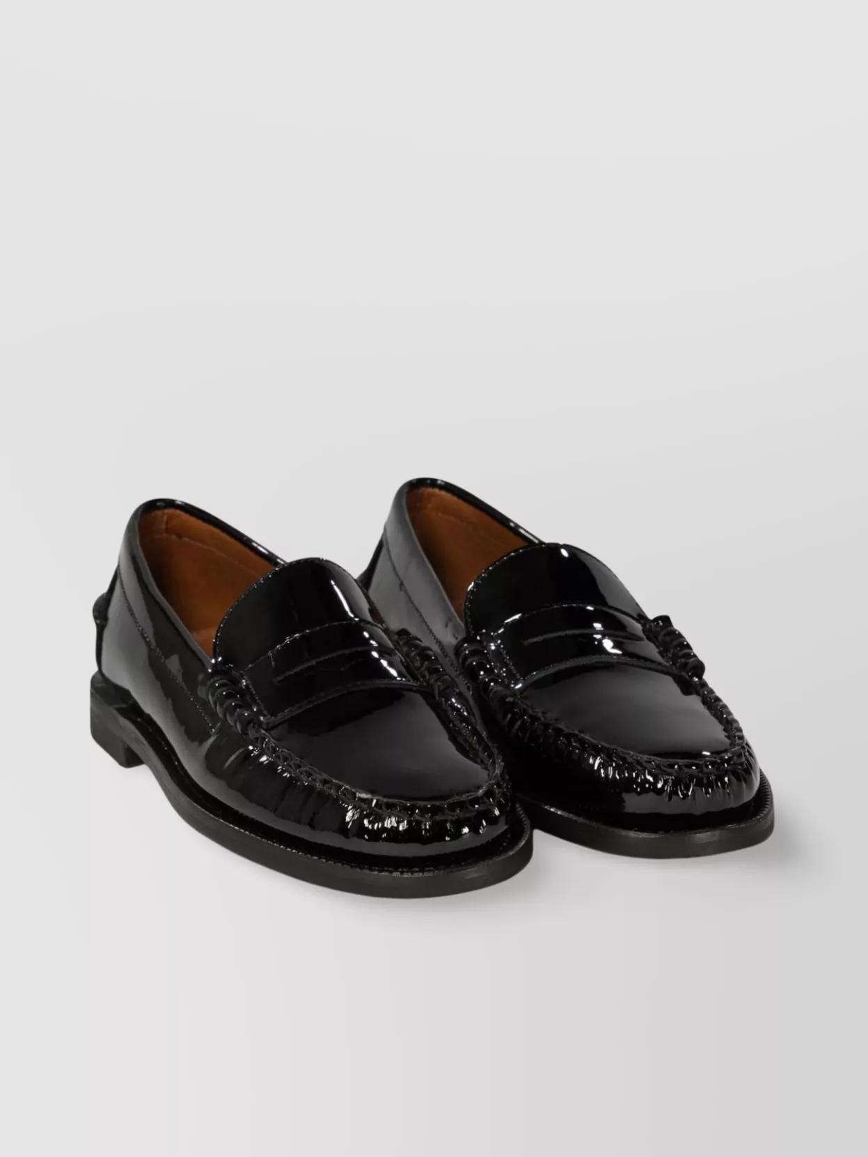 Sebago Dan Patent Leather Moc Toe Loafers in Black | Lyst