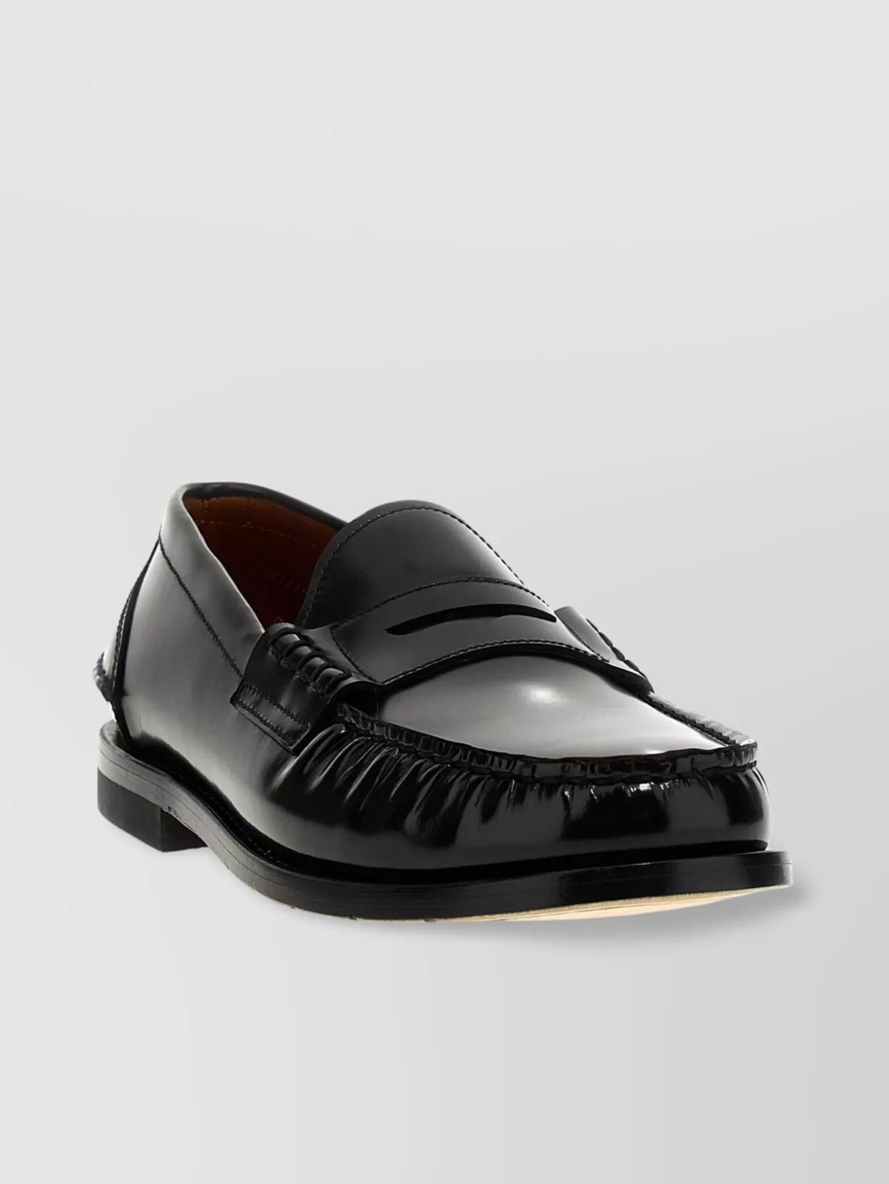 Premiata Glossy Moc Toe Penny Loafers Round in Black for Men | Lyst