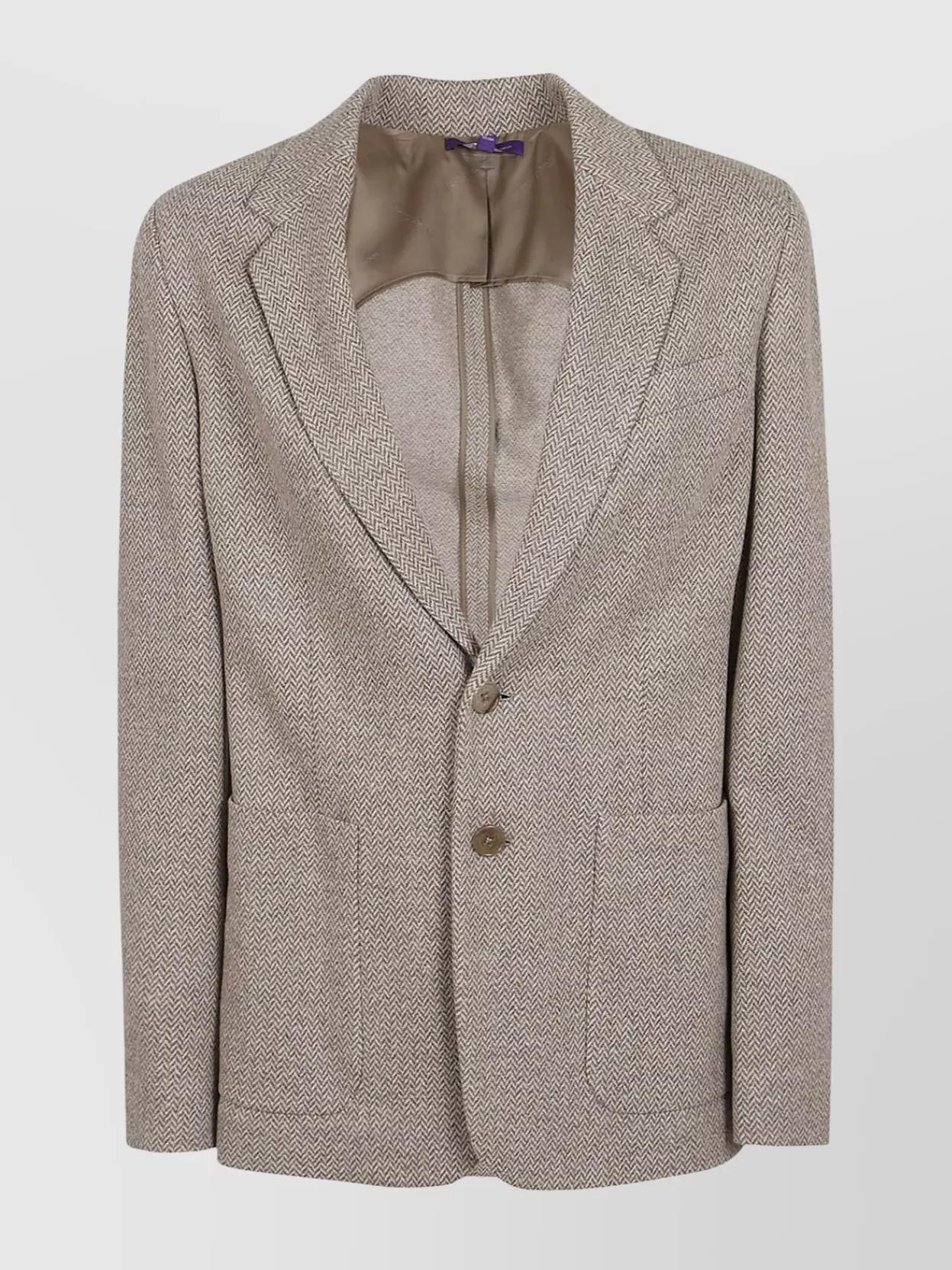 Ralph Lauren Herringbone Notch Lapel Single Vent Blazer in Brown | Lyst