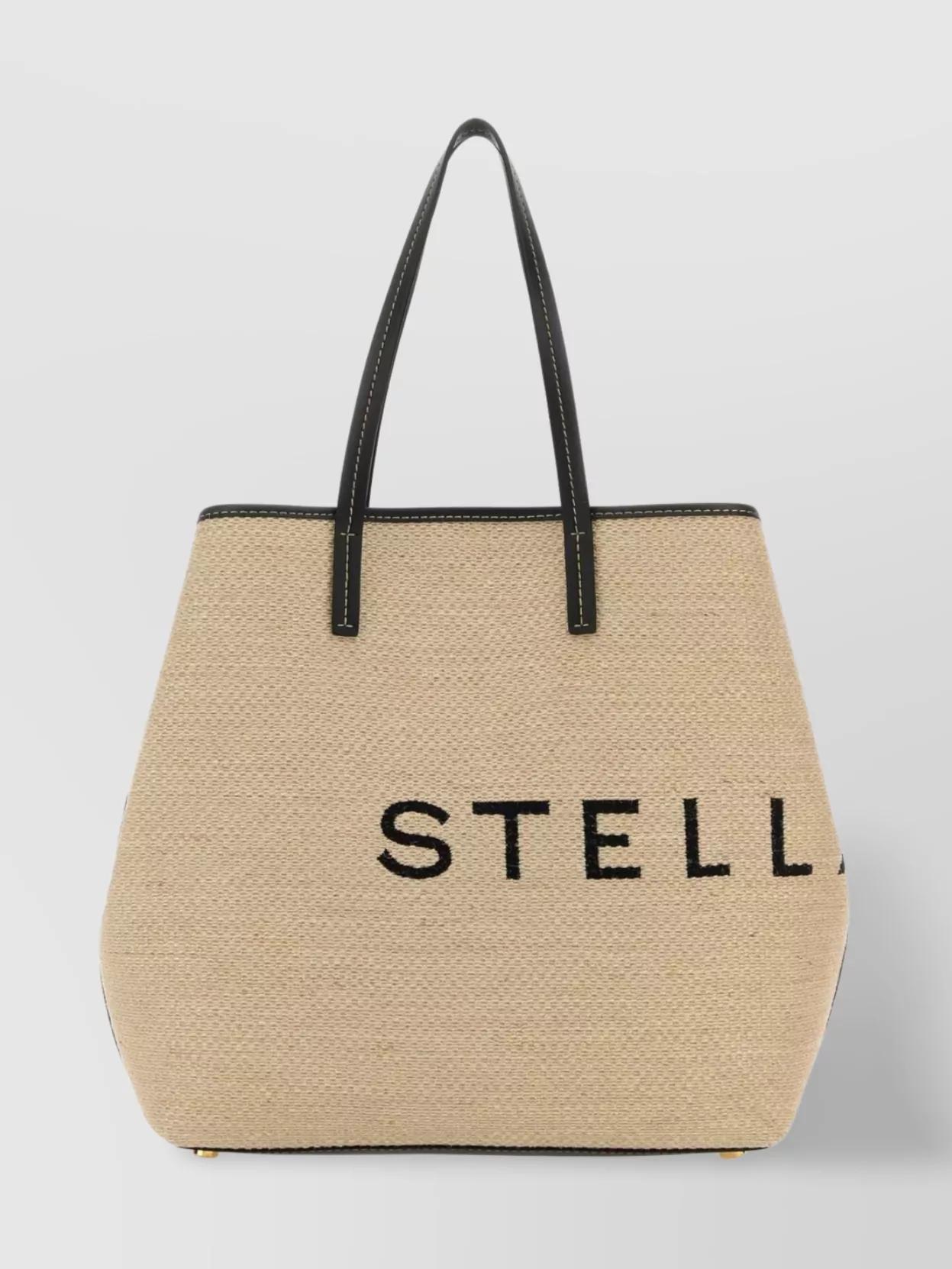 Stella McCartney Logo Raffia Shopping Bag With Dual Handles in Natural ...