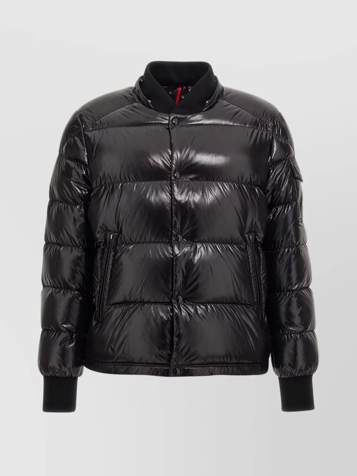 Moncler Puffer Jacket With Hood And Ribbed Cuffs in Black for Men | Lyst