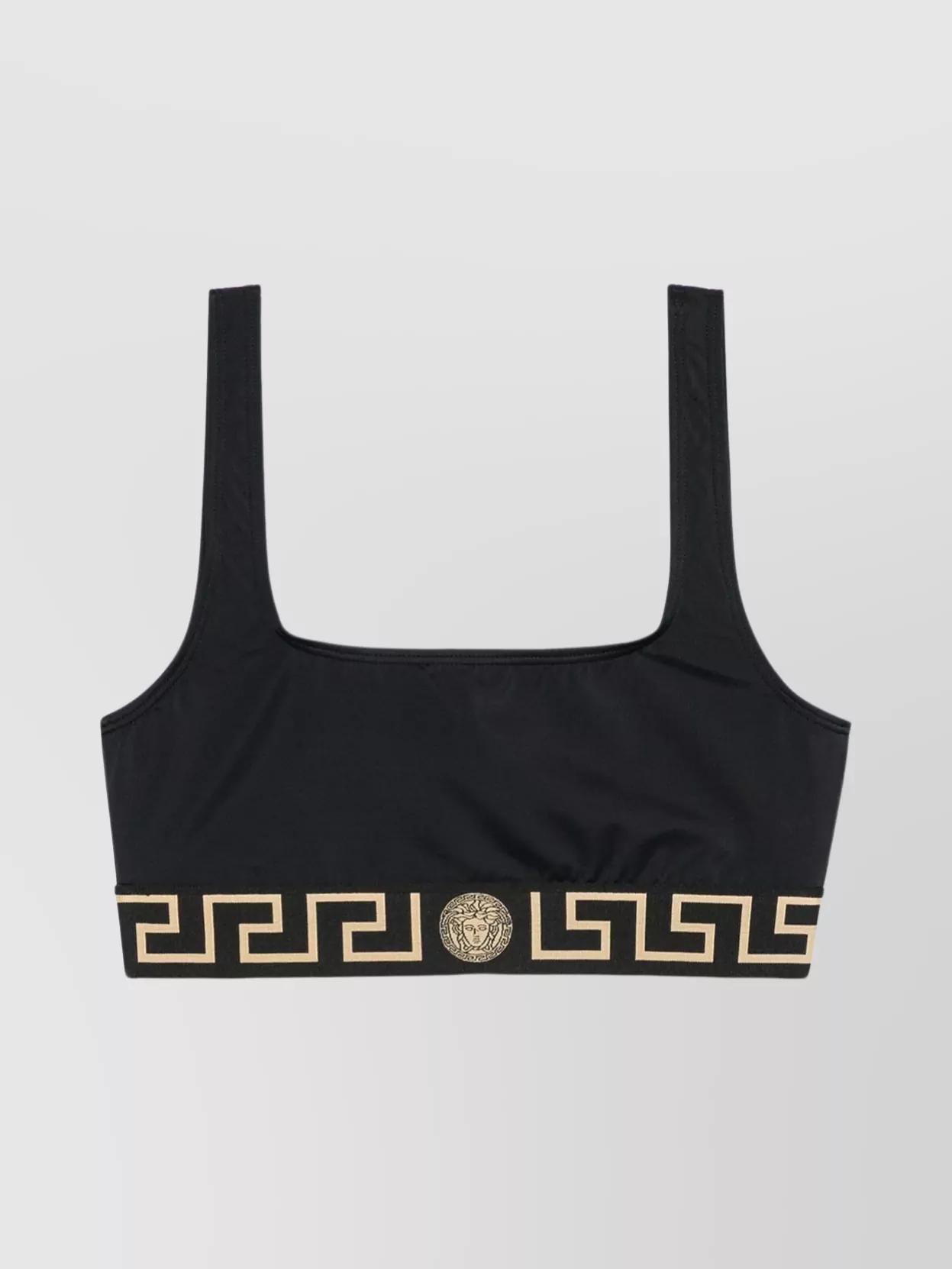 Versace Square Neckline Bikini Top With Greca Border in Blue | Lyst