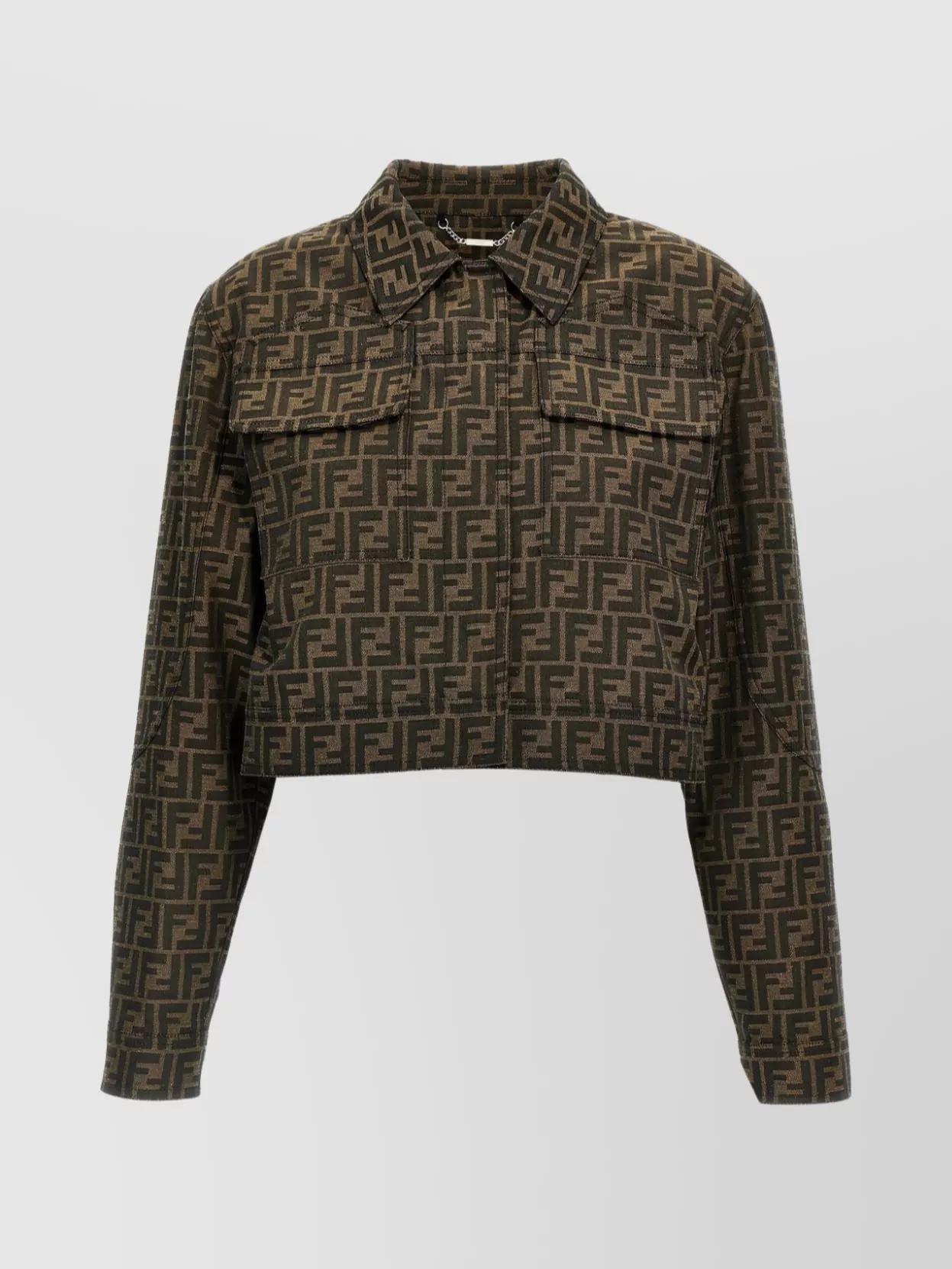 Fendi Jacket Canvas All-Over Pattern in Green | Lyst