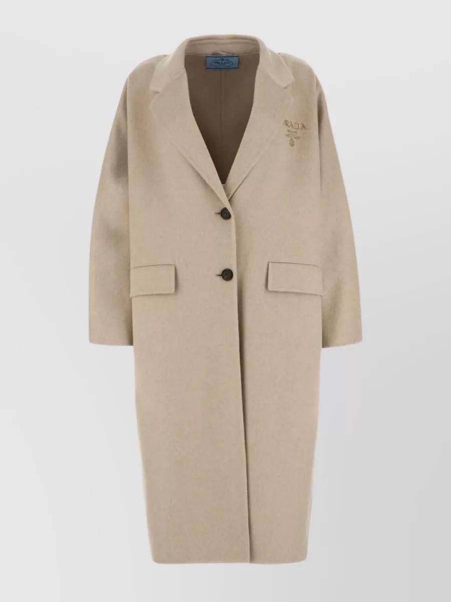Prada Structured Shoulder Oversized Cashmere Coat in Natural | Lyst