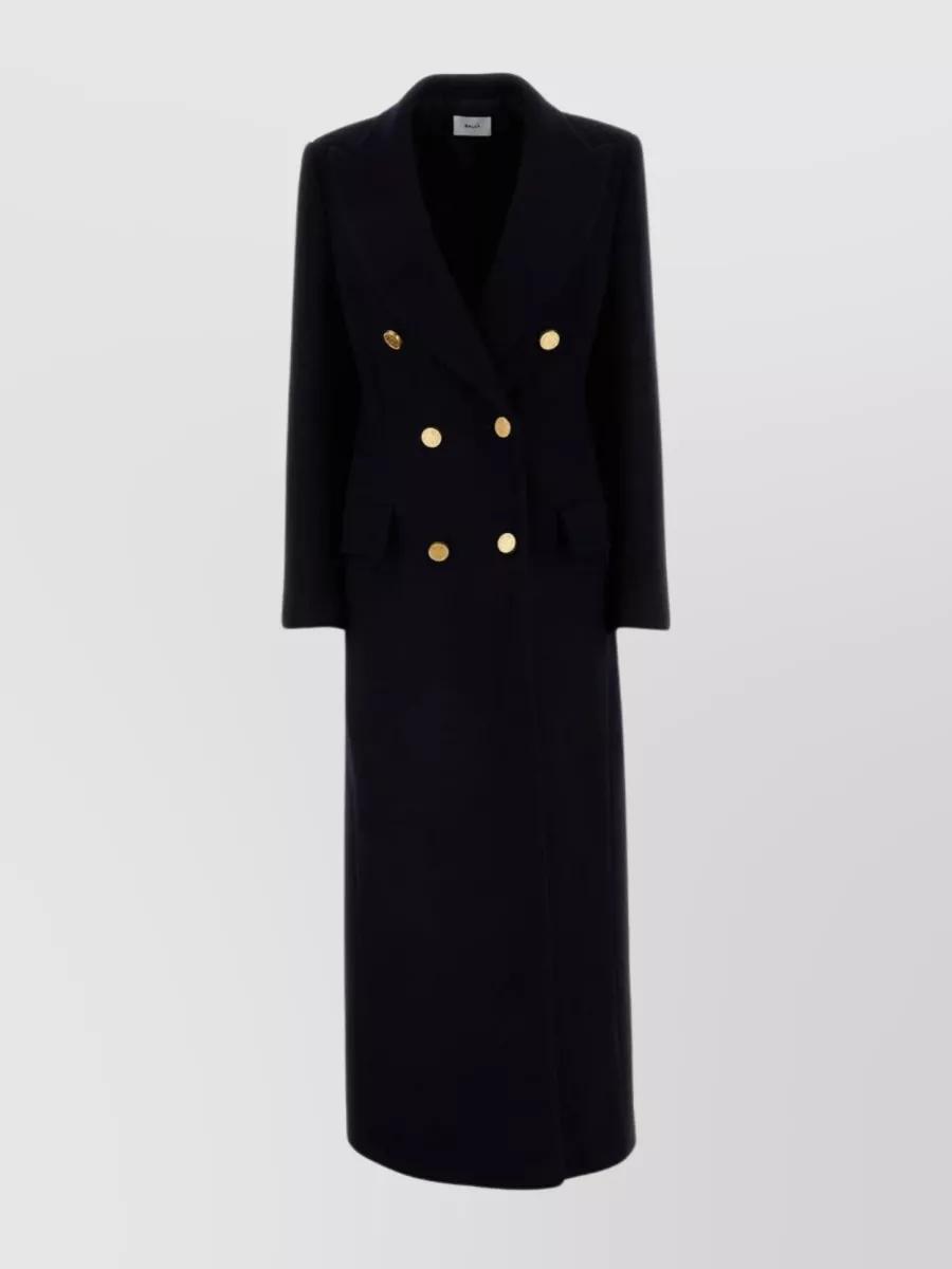 Bally Wool Coat With Back Slits And Double-Breasted Design in Black | Lyst