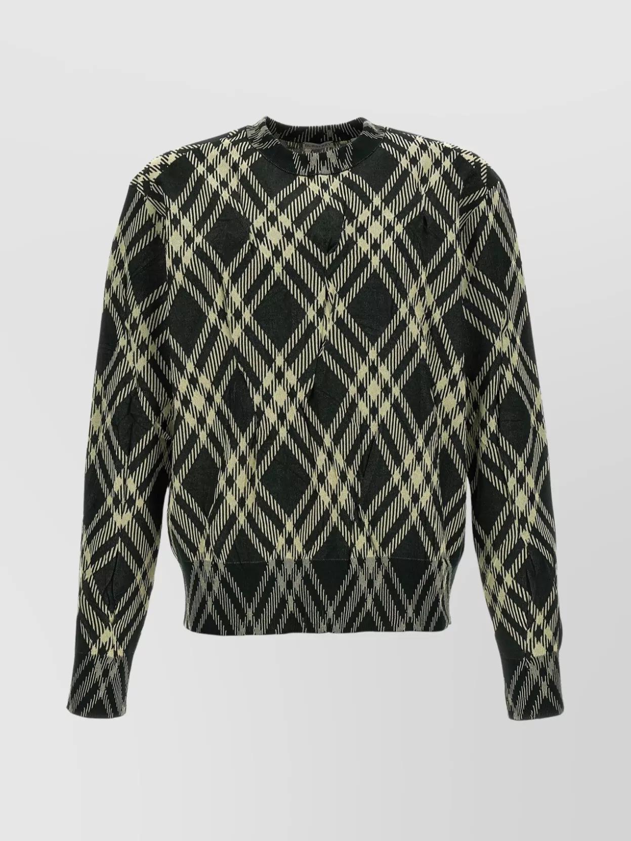 Burberry Lightweight Crew Neck Sweater With Geometric Pattern in Black for Men | Lyst