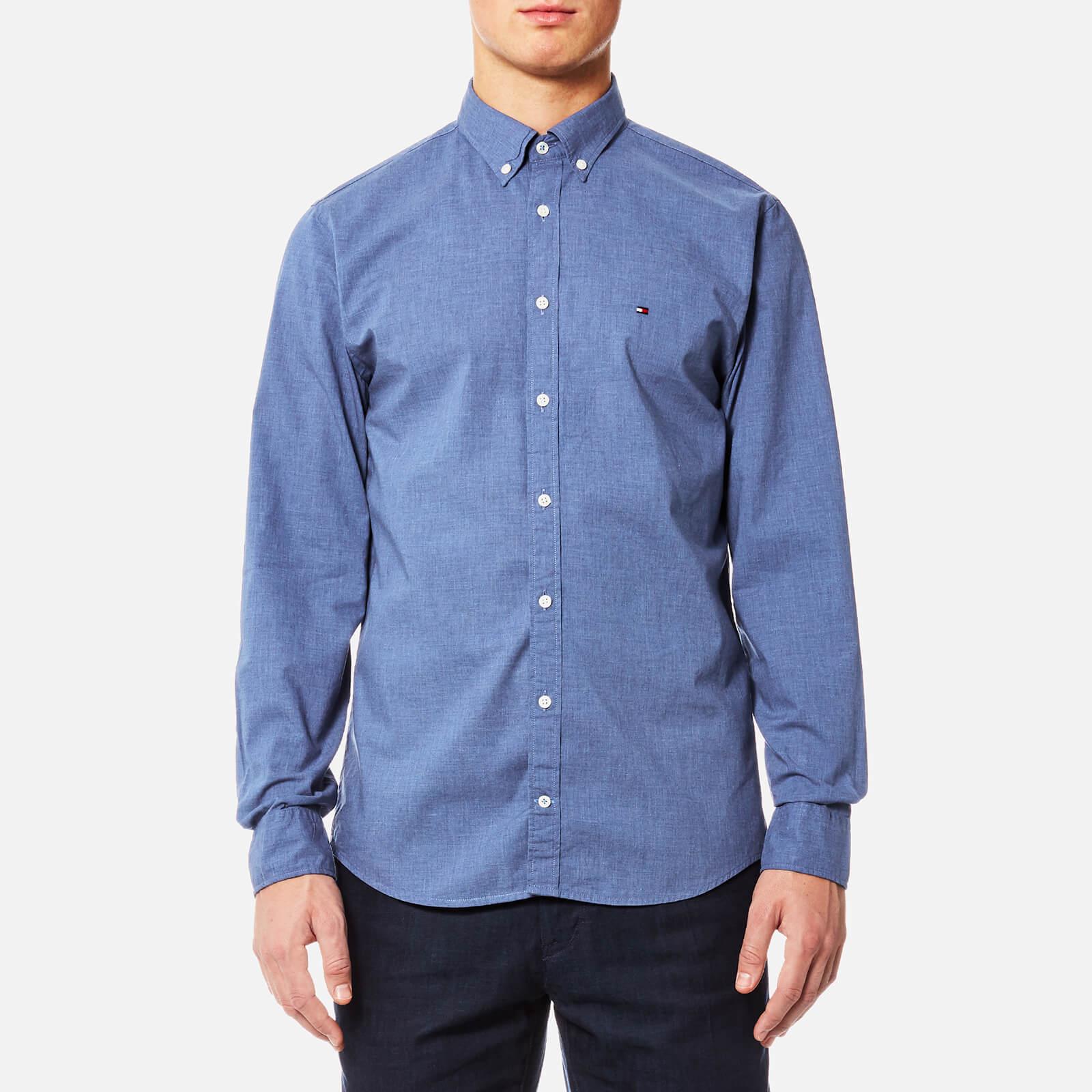 Lyst Tommy Hilfiger Heather Long Sleeve Shirt In Blue For Men