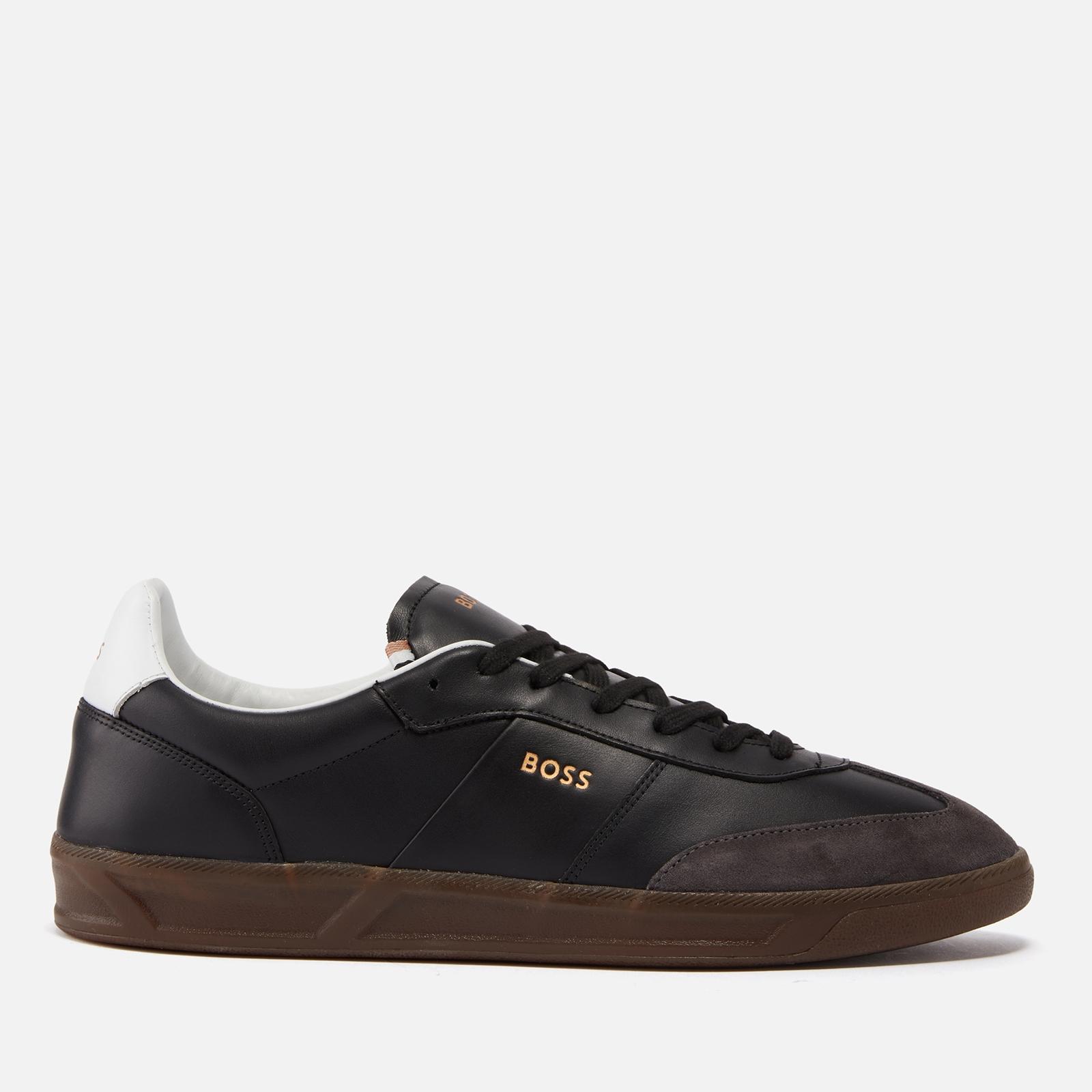 BOSS Boss Brandon Leather Tennis Trainers in Black for Men | Lyst