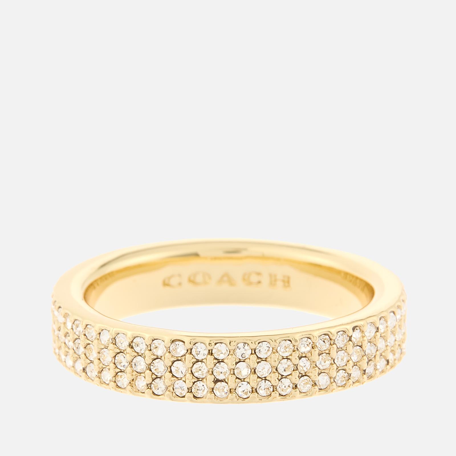 COACH Gold-plated Cubic Zirconia Ring in Metallic | Lyst